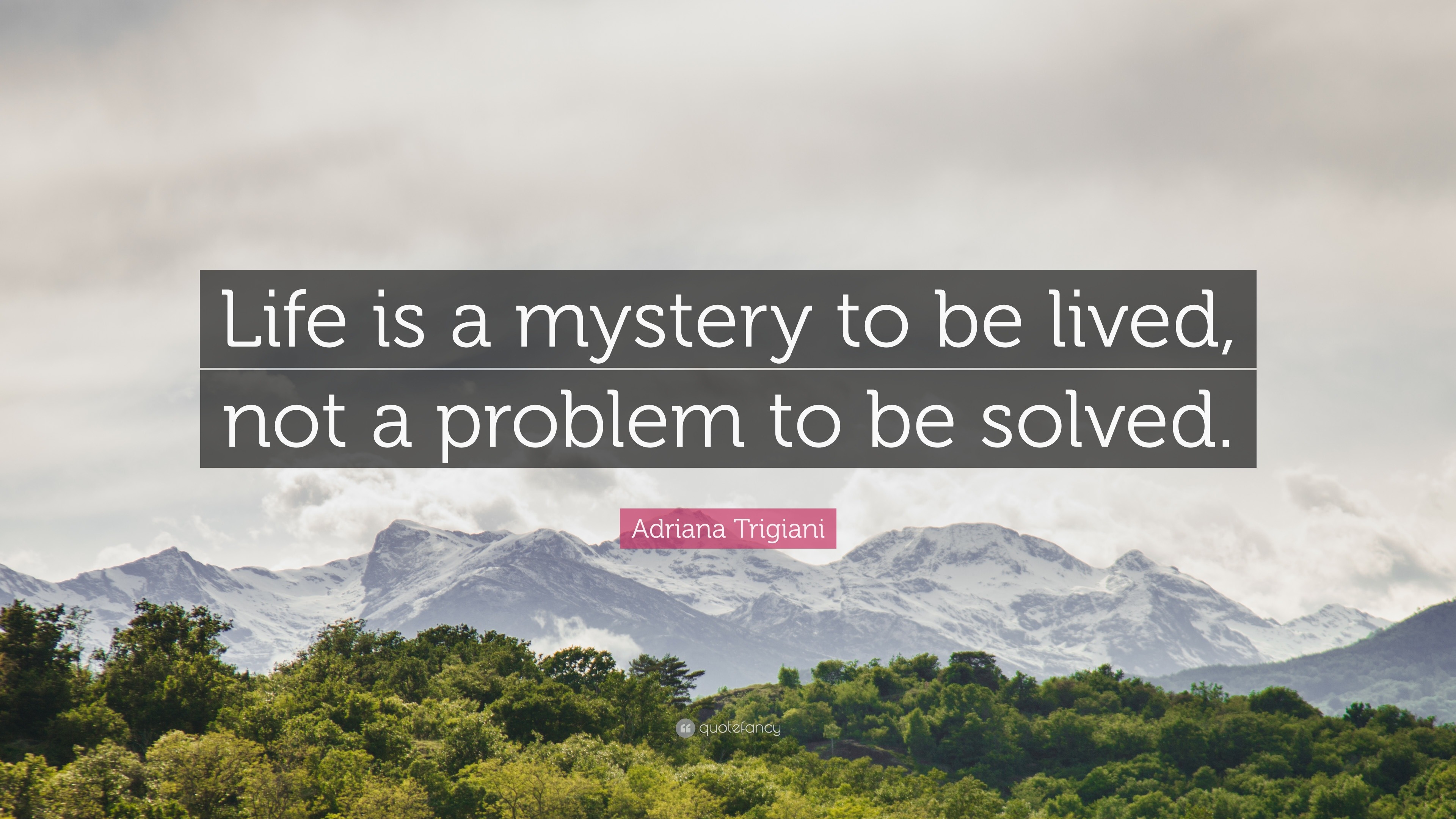 Adriana Trigiani Quote: “Life is a mystery to be lived, not a problem ...