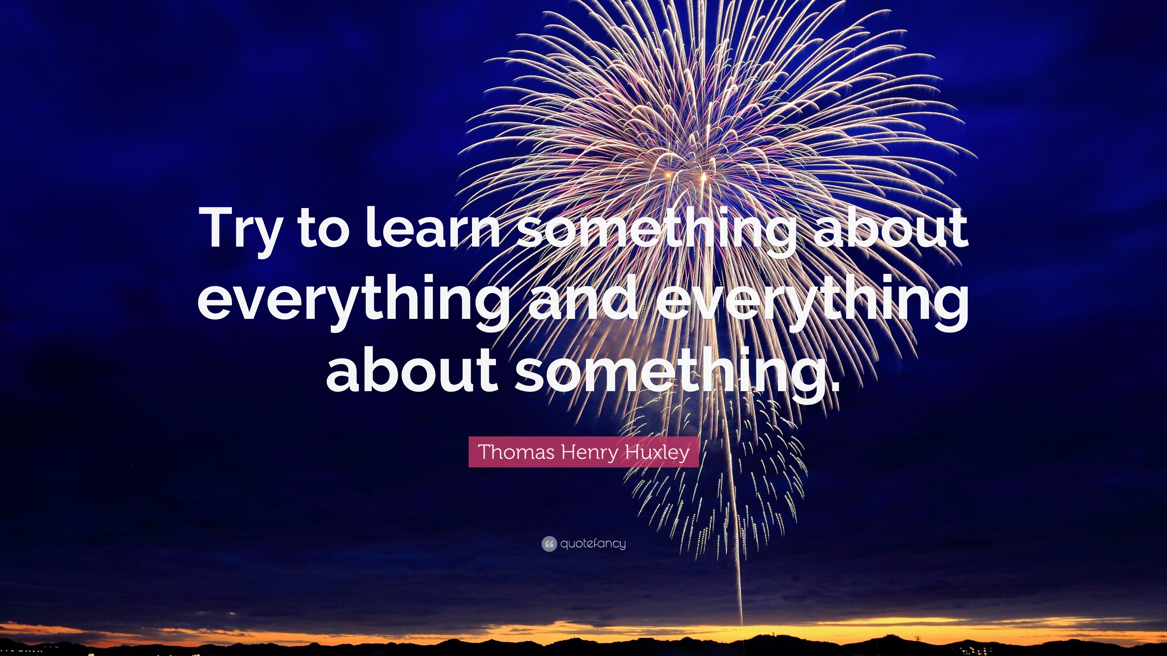 Thomas Henry Huxley Quote: “Try to learn something about everything and ...