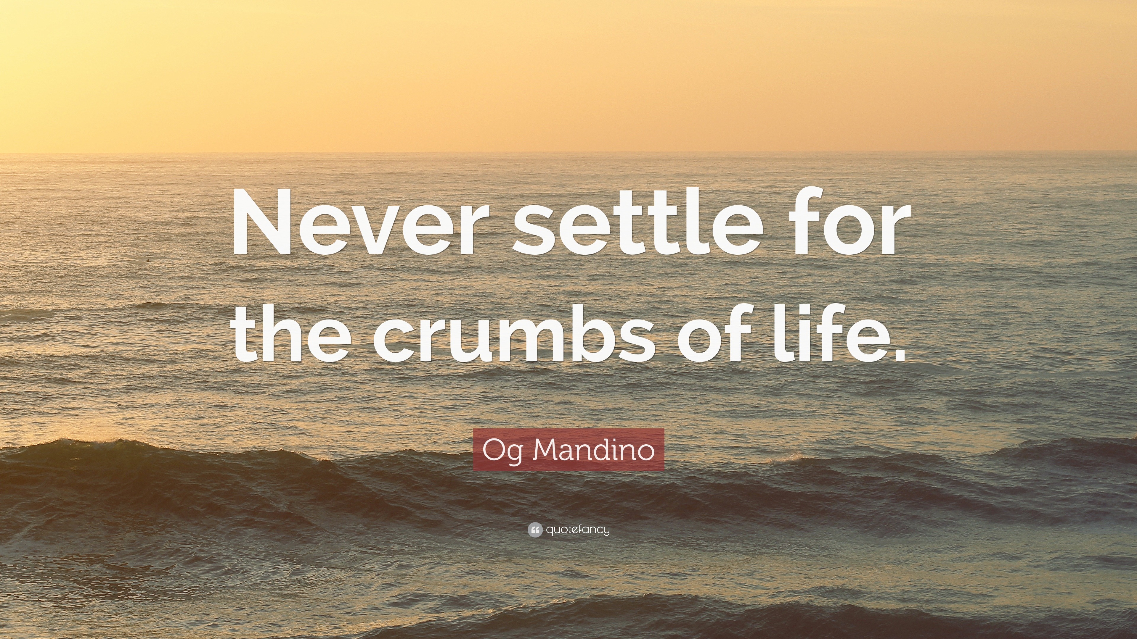 Og Mandino Quote: “Never settle for the crumbs of life.”