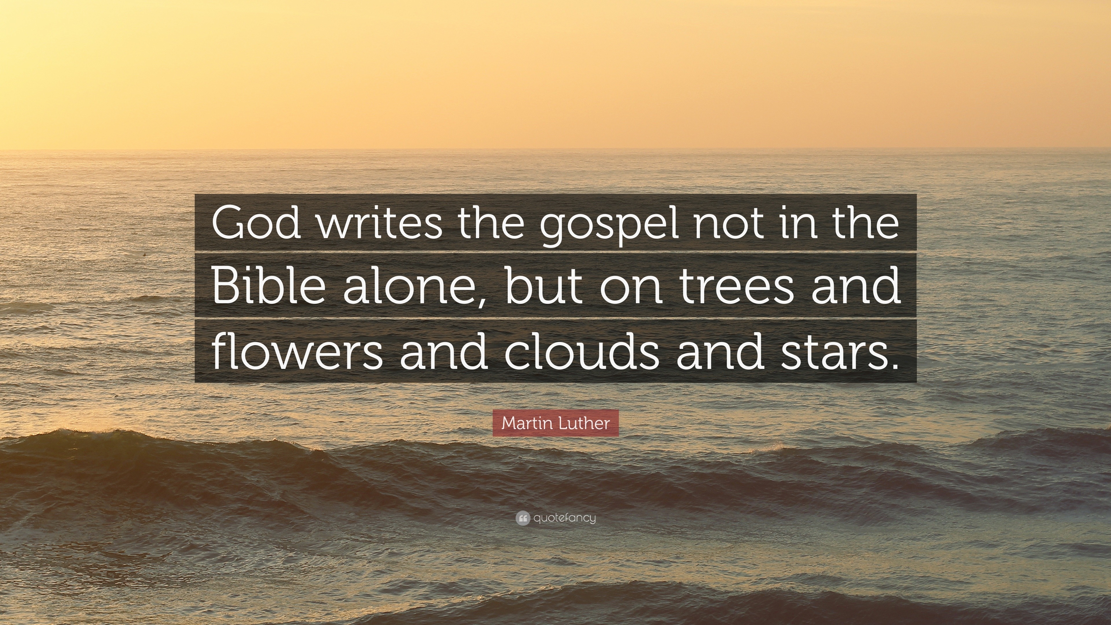 Martin Luther Quote: “God writes the gospel not in the Bible alone, but ...