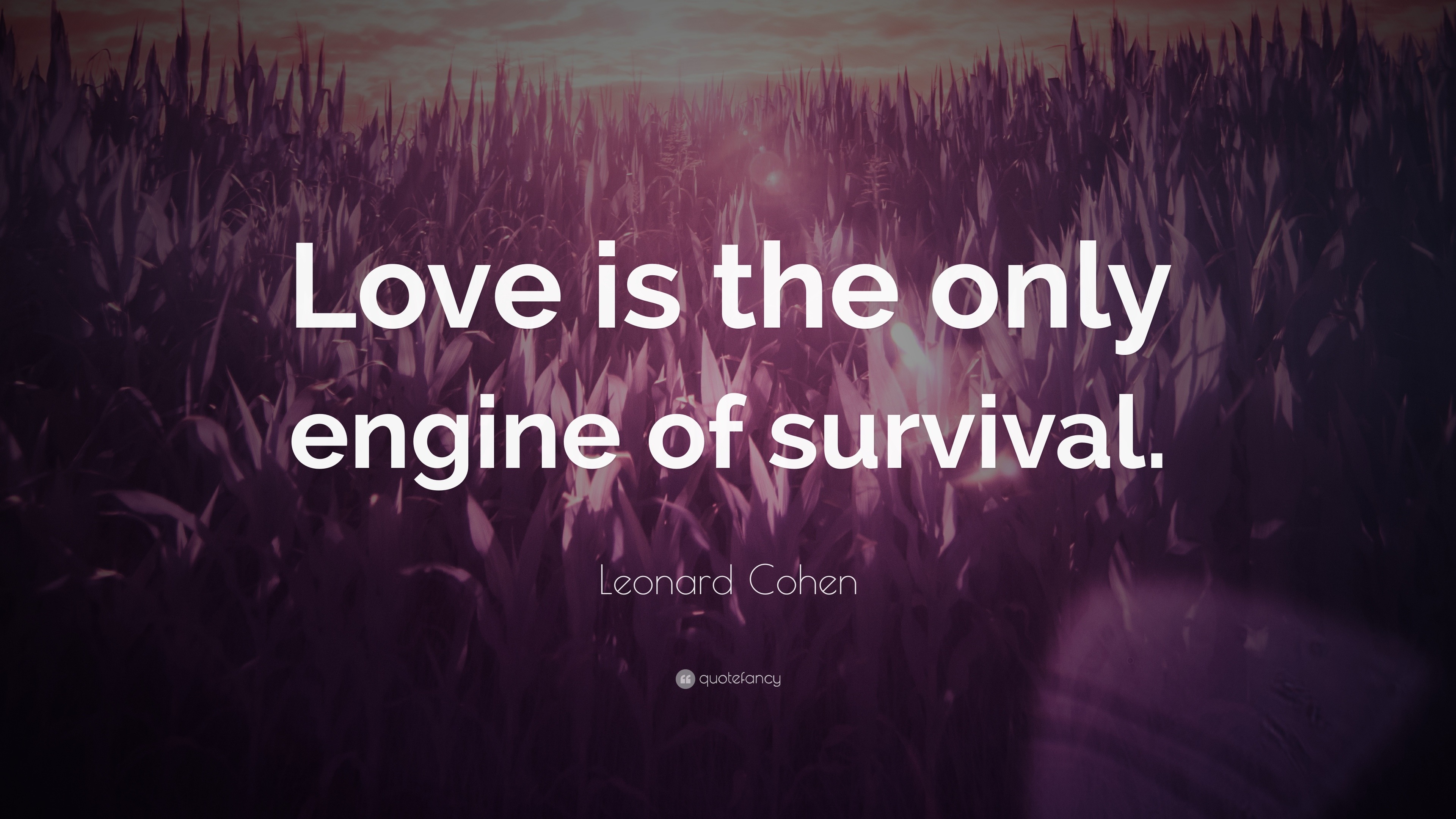 Leonard Cohen Quote: “Love is the only engine of survival.”