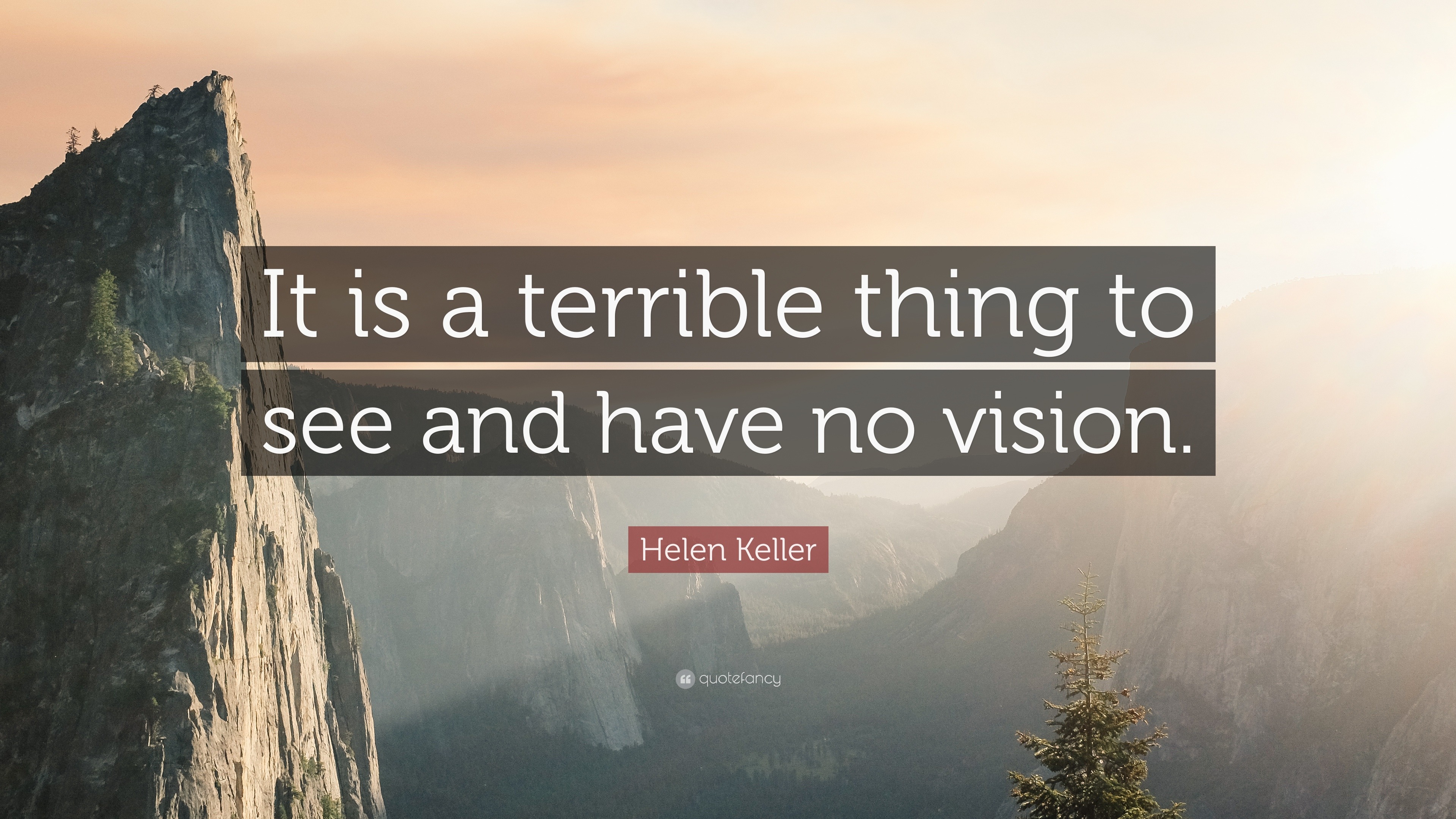 Helen Keller Quote: “It is a terrible thing to see and have no vision.”