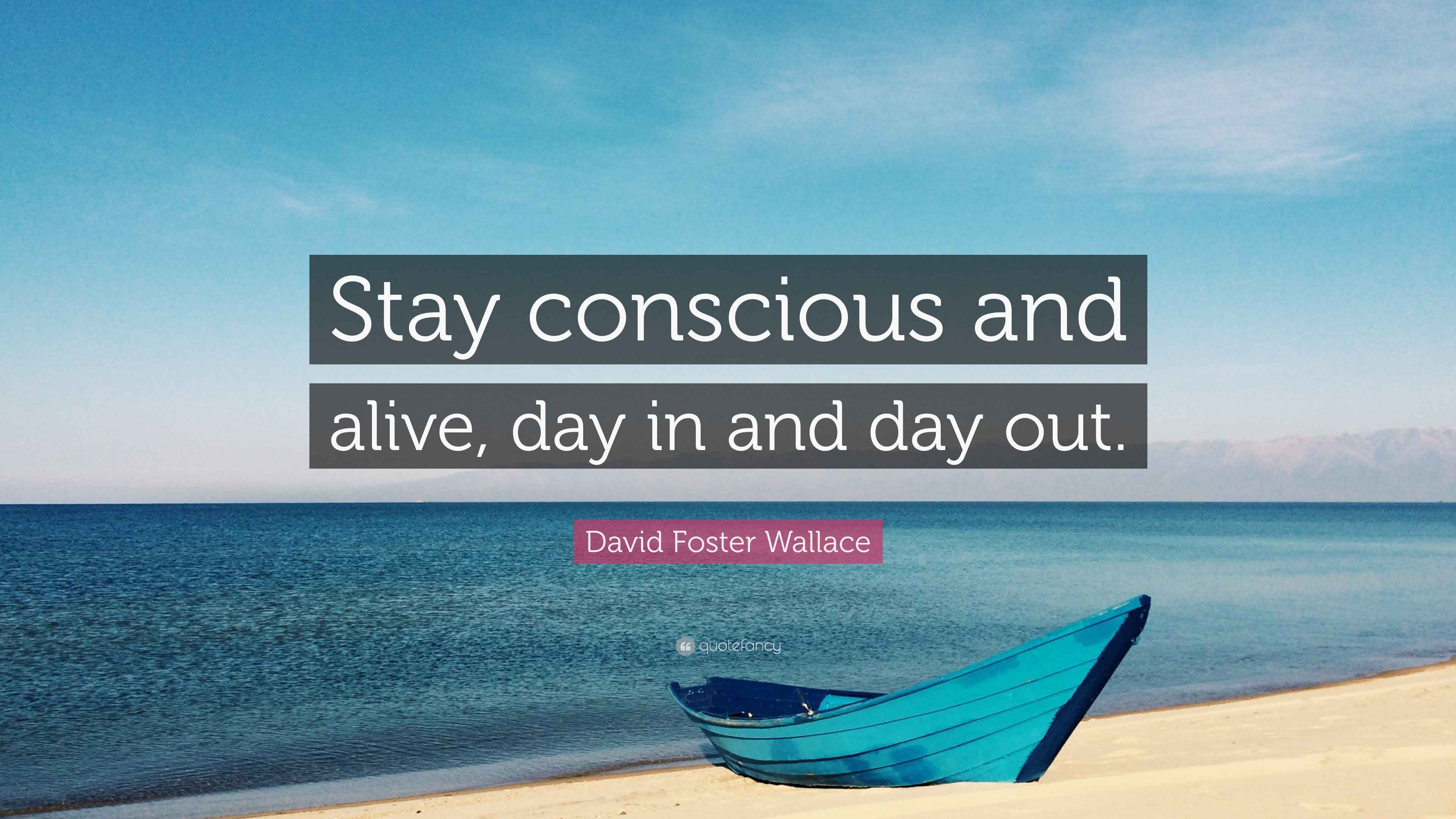 David Foster Wallace Quote: “Stay conscious and alive, day in and day out.”