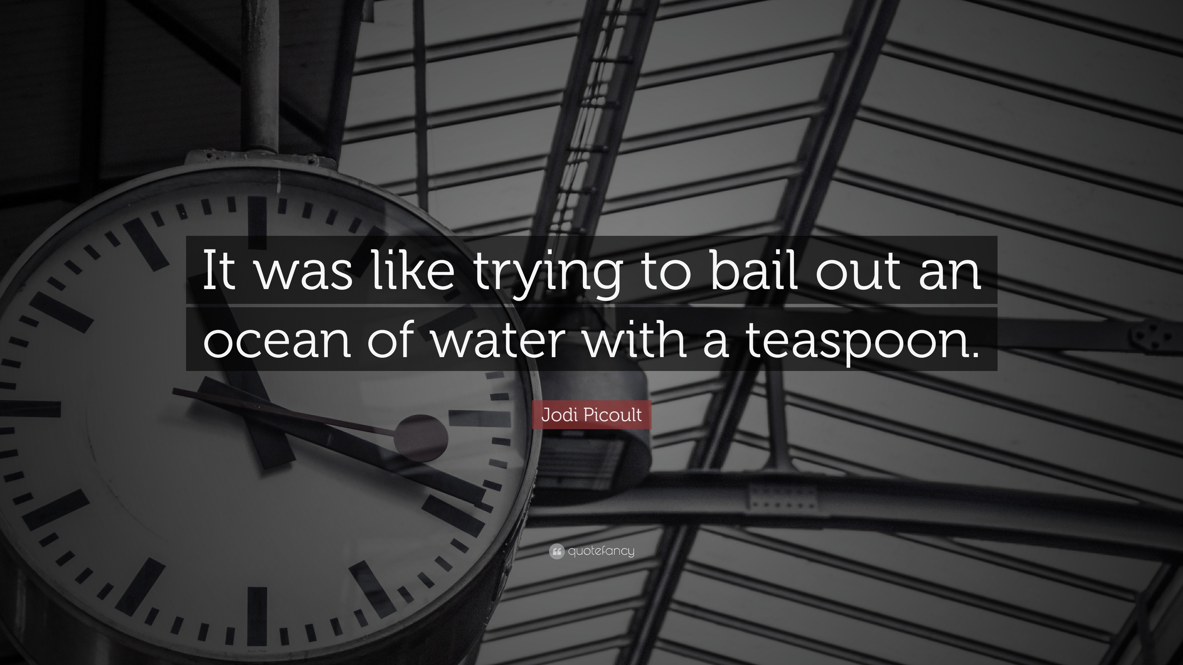 Jodi Picoult Quote: “It was like trying to bail out an ocean of water ...