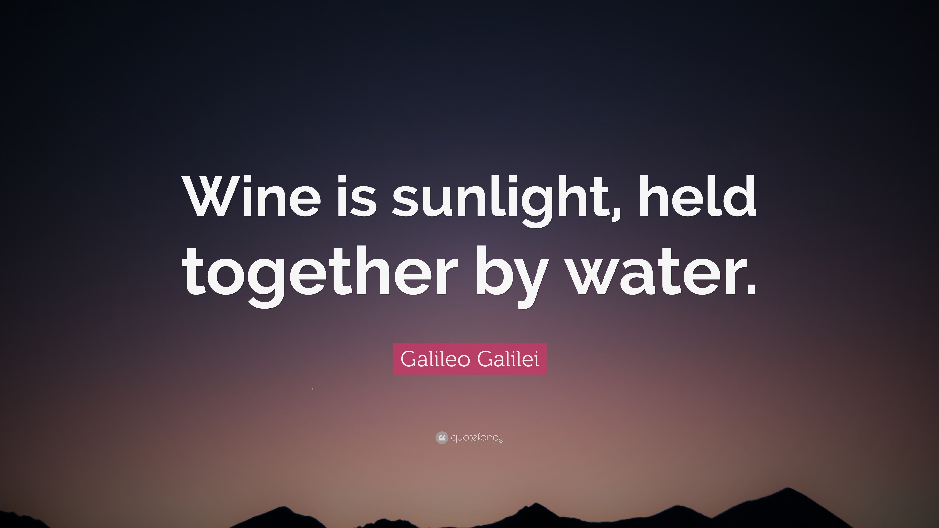 Galileo Galilei Quote: “Wine is sunlight, held together by water.”