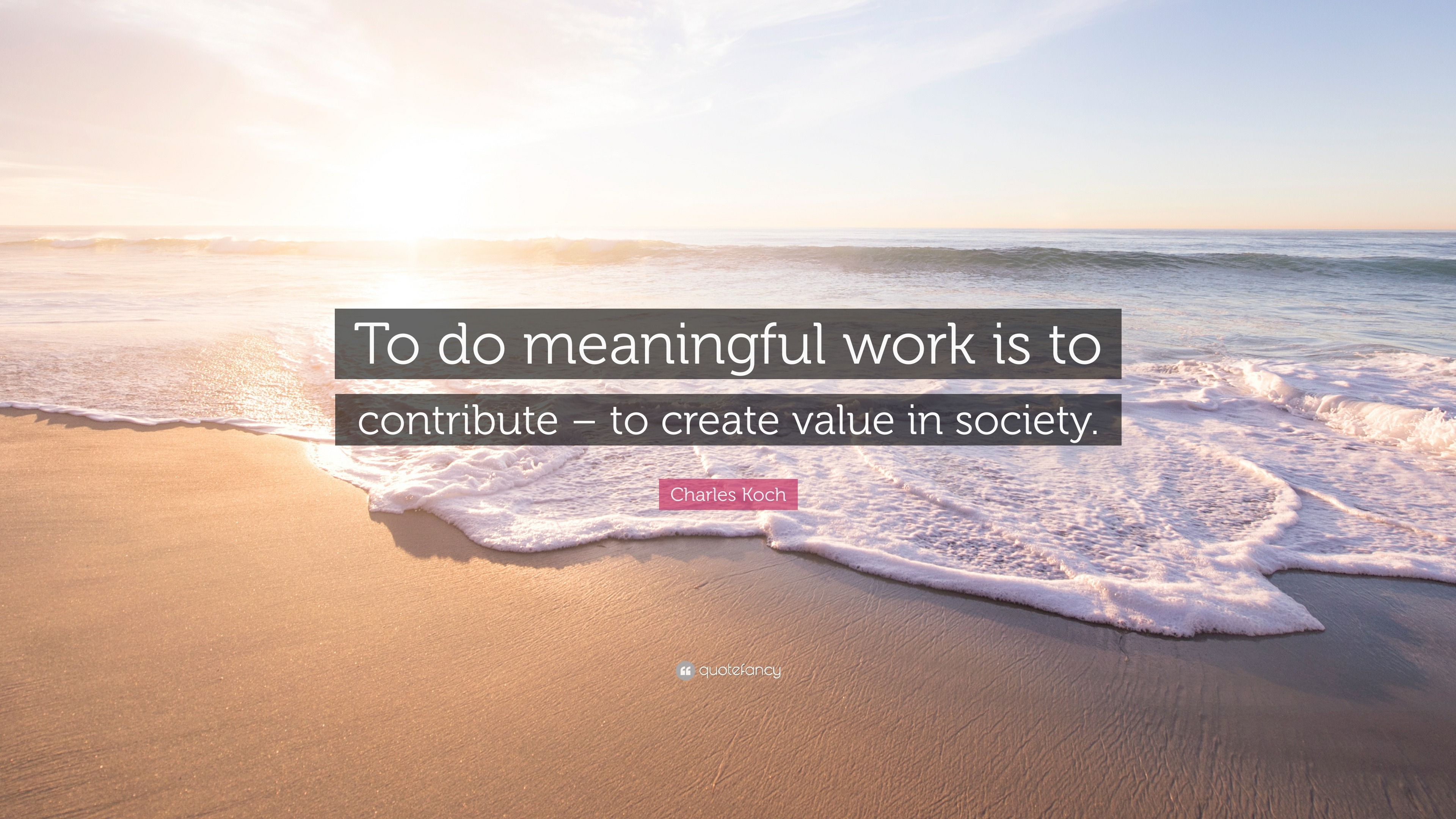 Charles Koch Quote: “To do meaningful work is to contribute – to create ...