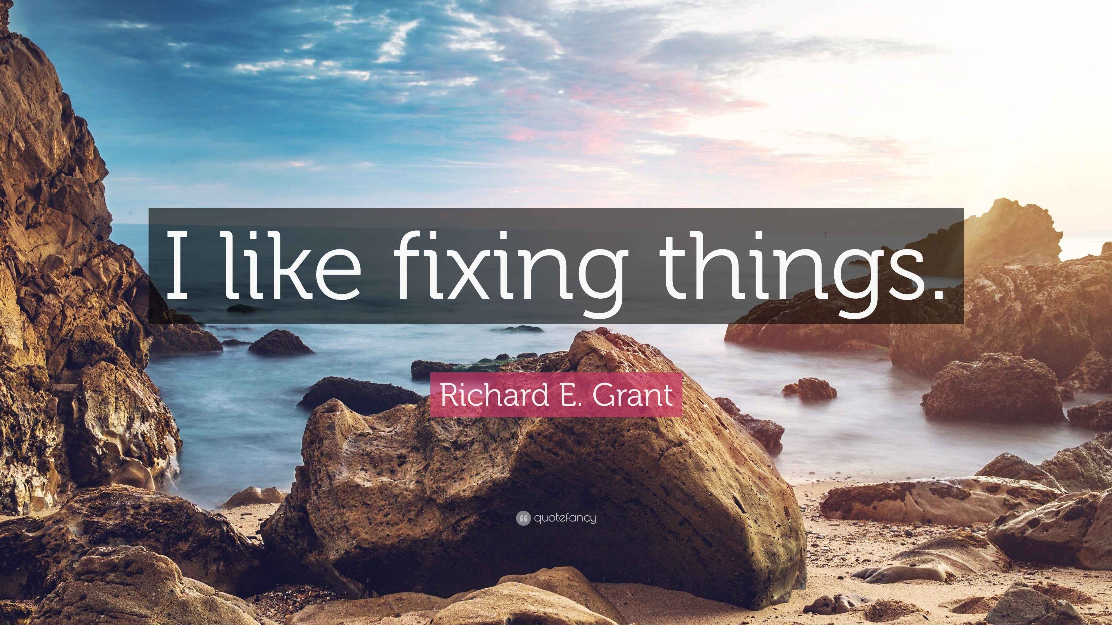 Richard E. Grant Quote: “I like fixing things.”