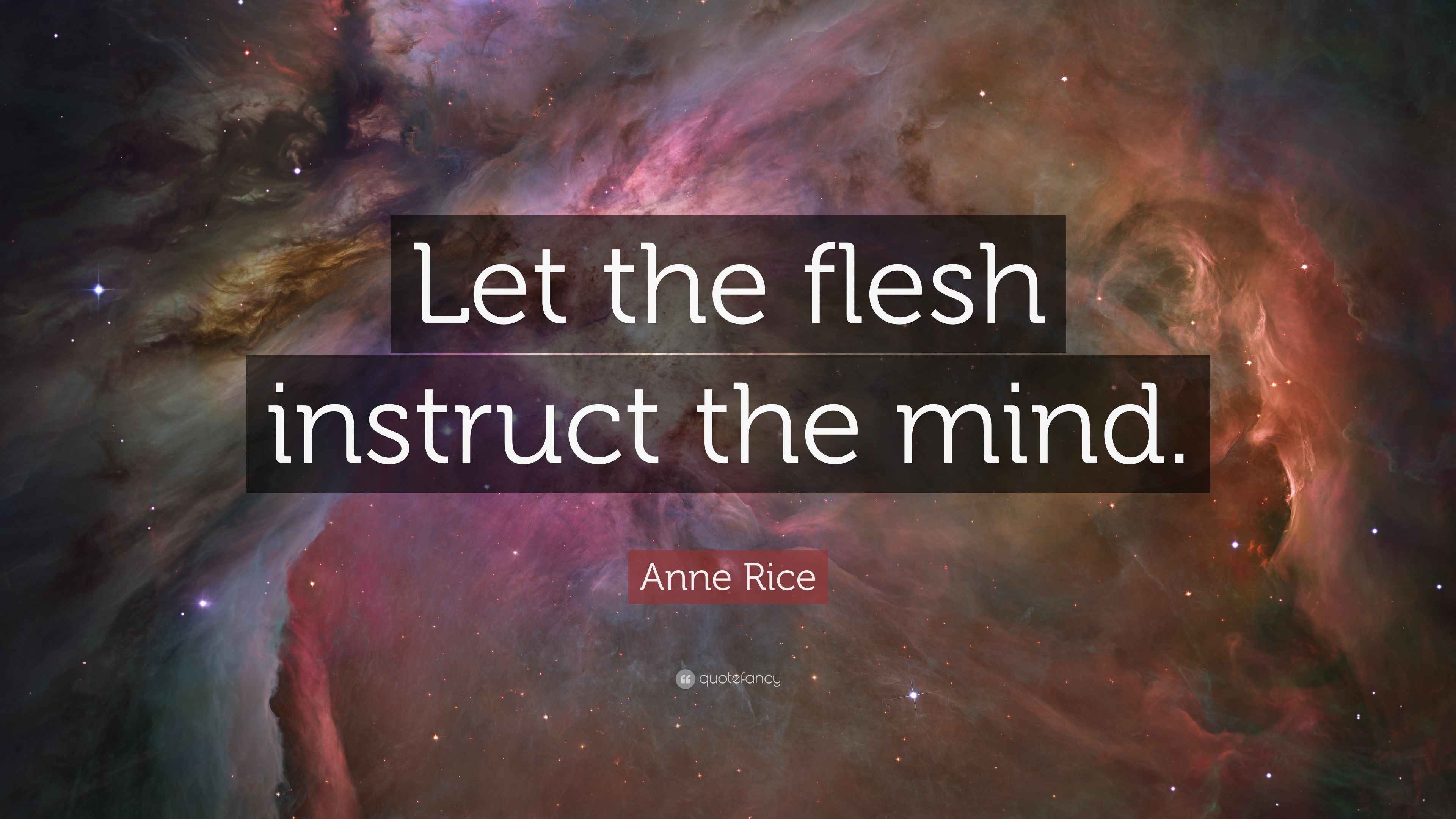 Anne Rice Quote: “Let the flesh instruct the mind.”