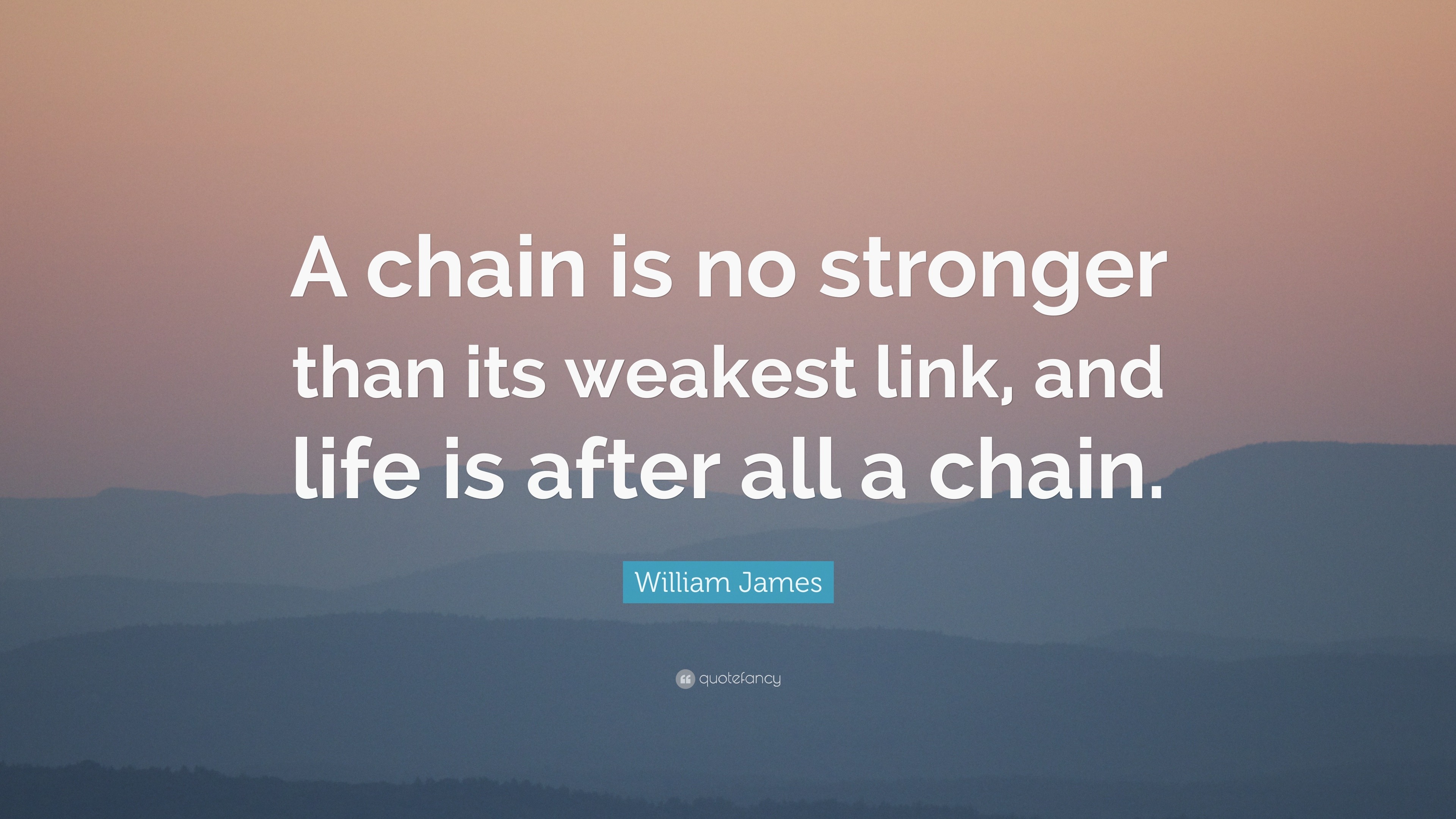 William James Quote: “A chain is no stronger than its weakest link, and ...