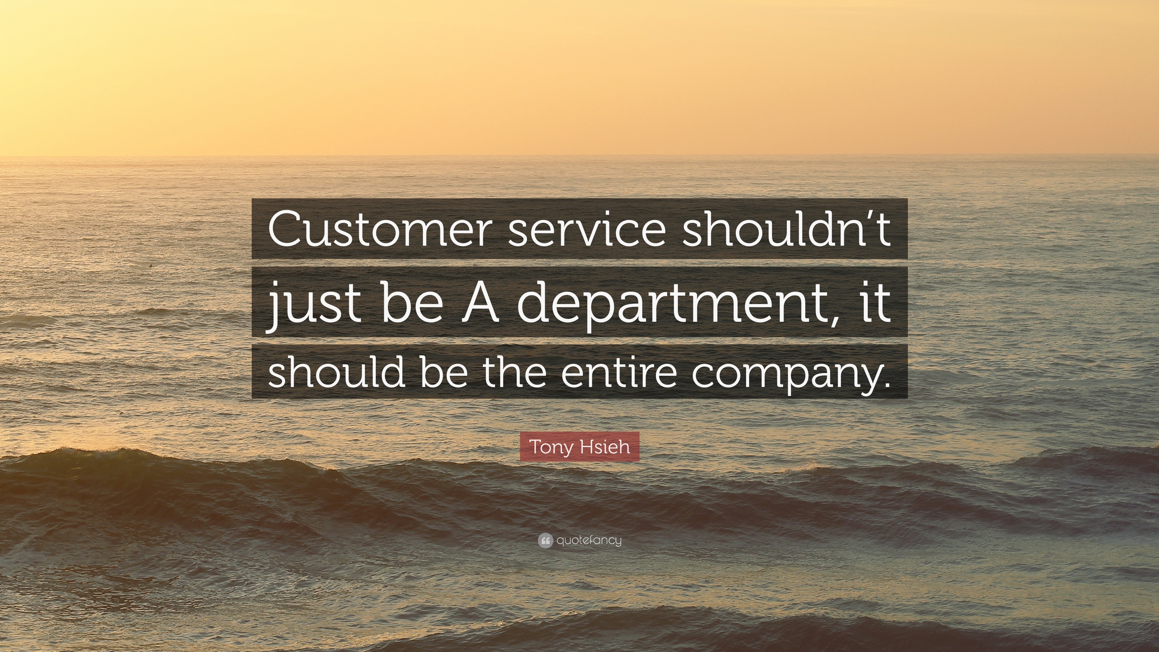 Tony Hsieh Quote: “Customer service shouldn’t just be A department, it ...