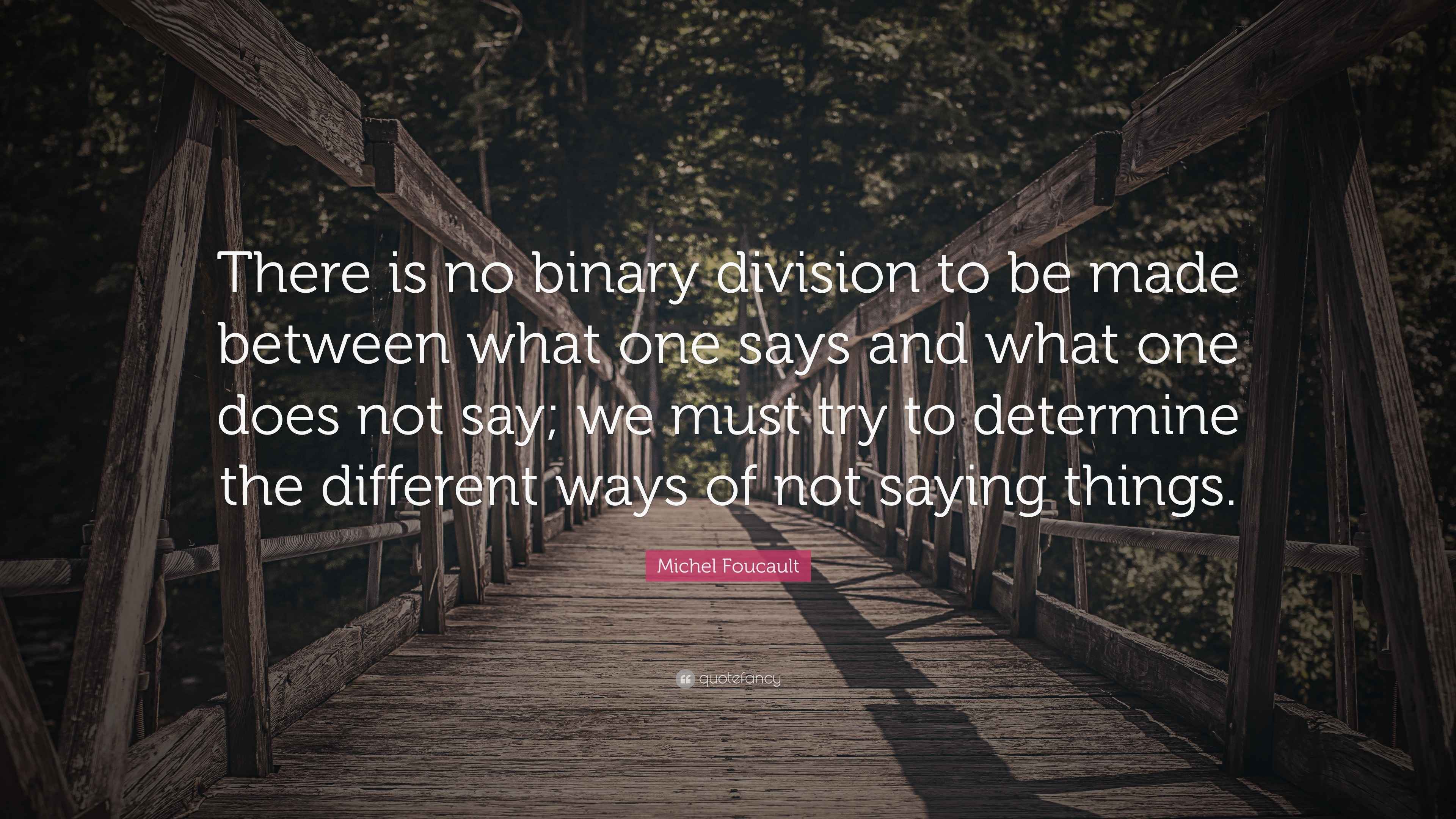 Michel Foucault Quote: “There is no binary division to be made between ...