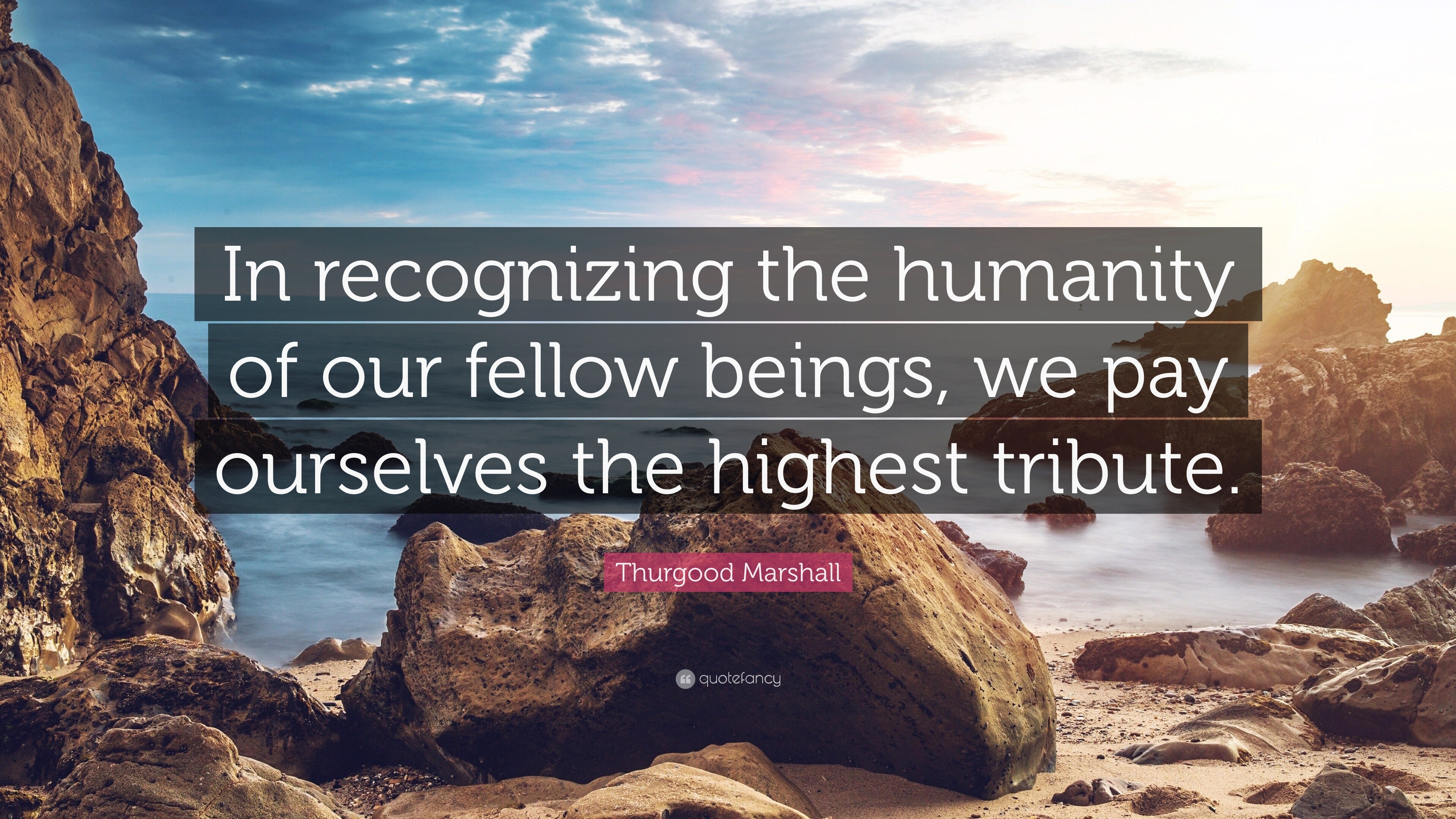 Thurgood Marshall Quote: “In recognizing the humanity of our fellow ...