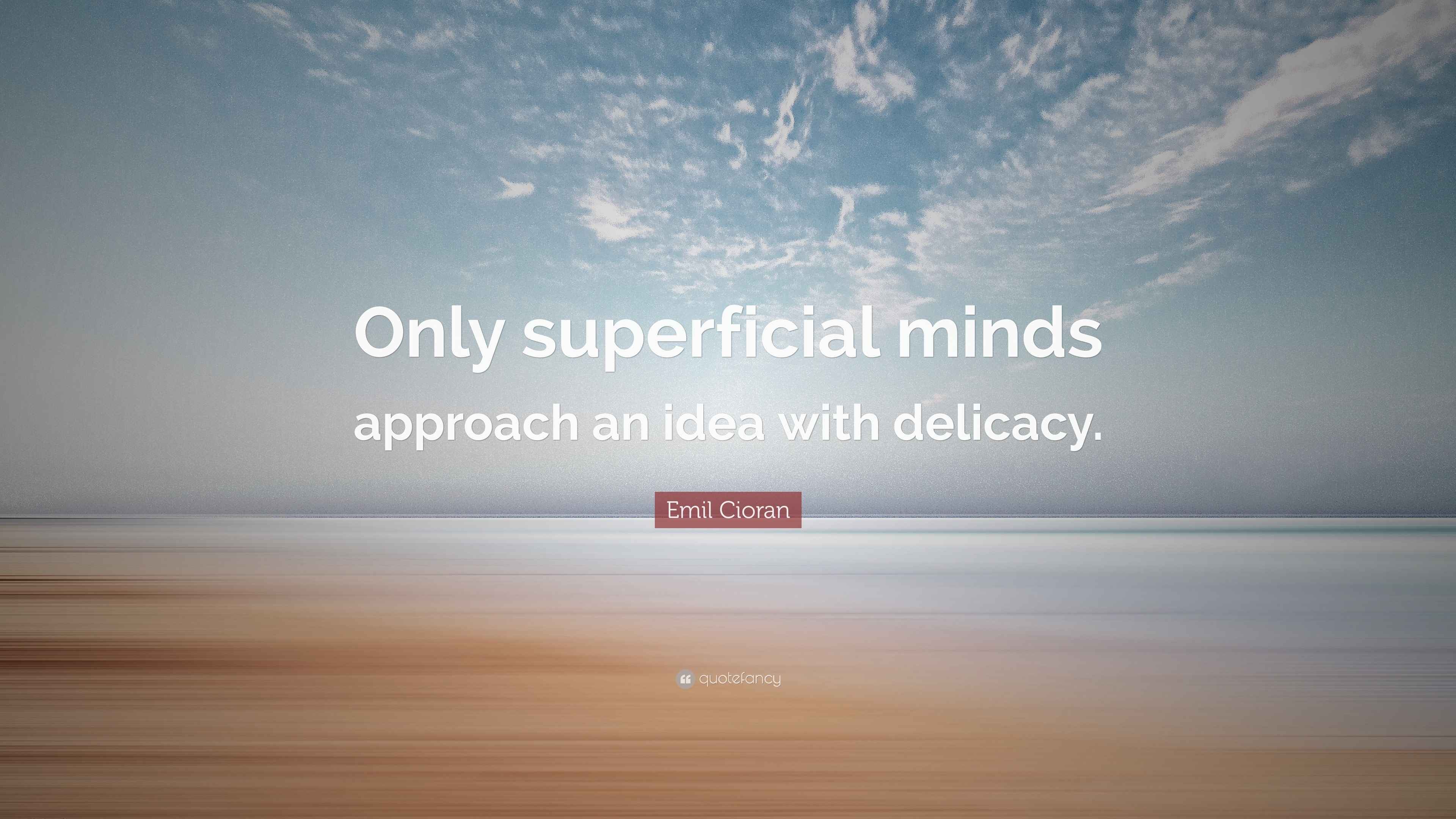 Emil Cioran Quote: “Only superficial minds approach an idea with delicacy.”