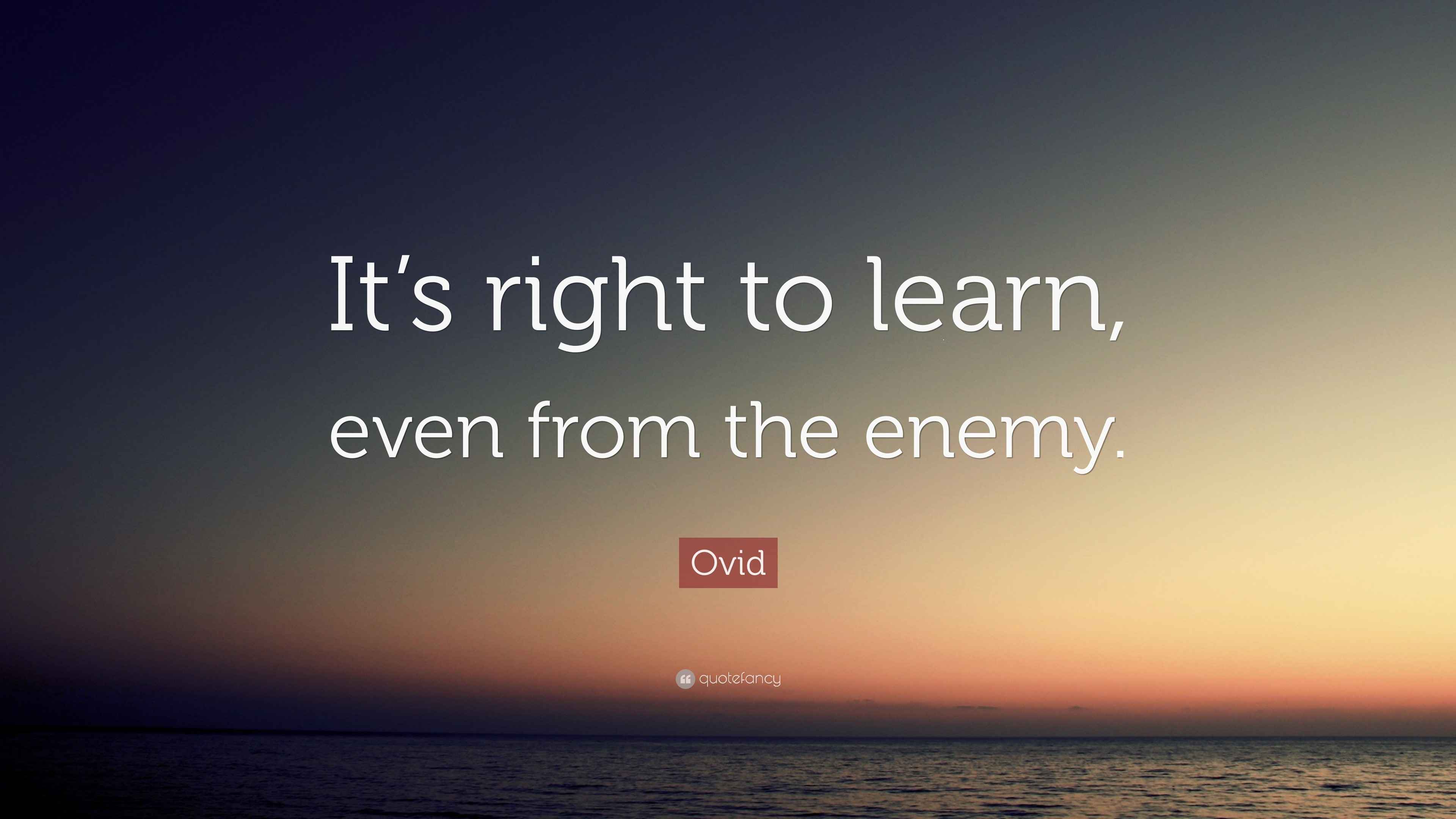 Ovid Quote: “It’s right to learn, even from the enemy.”