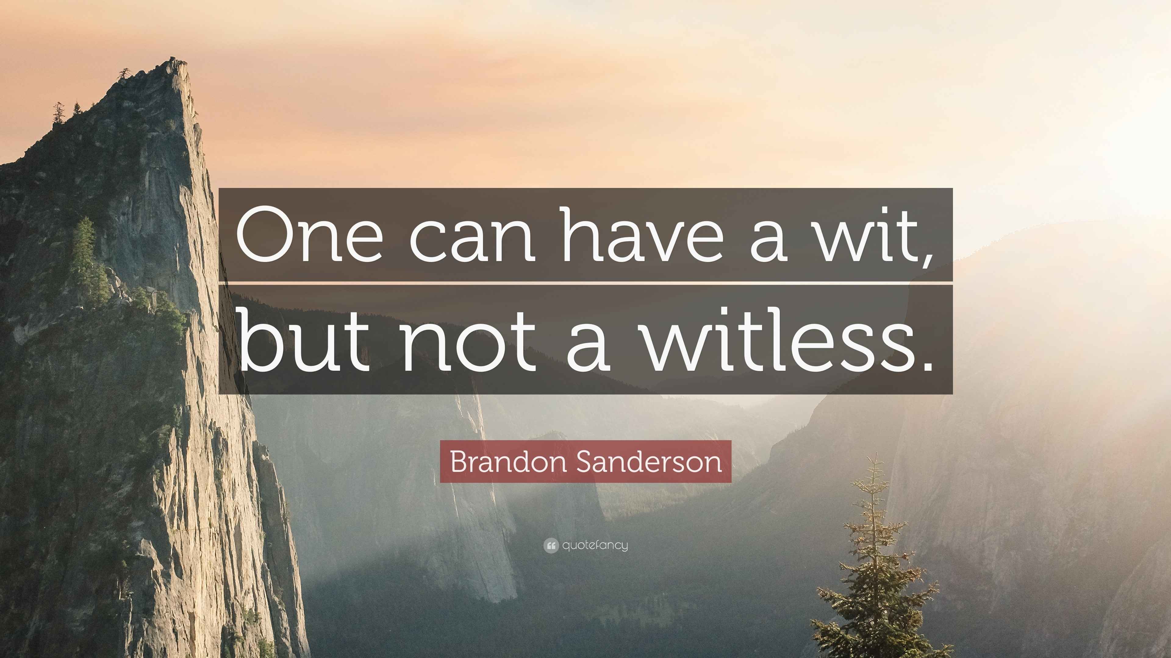 Brandon Sanderson Quote: “One can have a wit, but not a witless.”