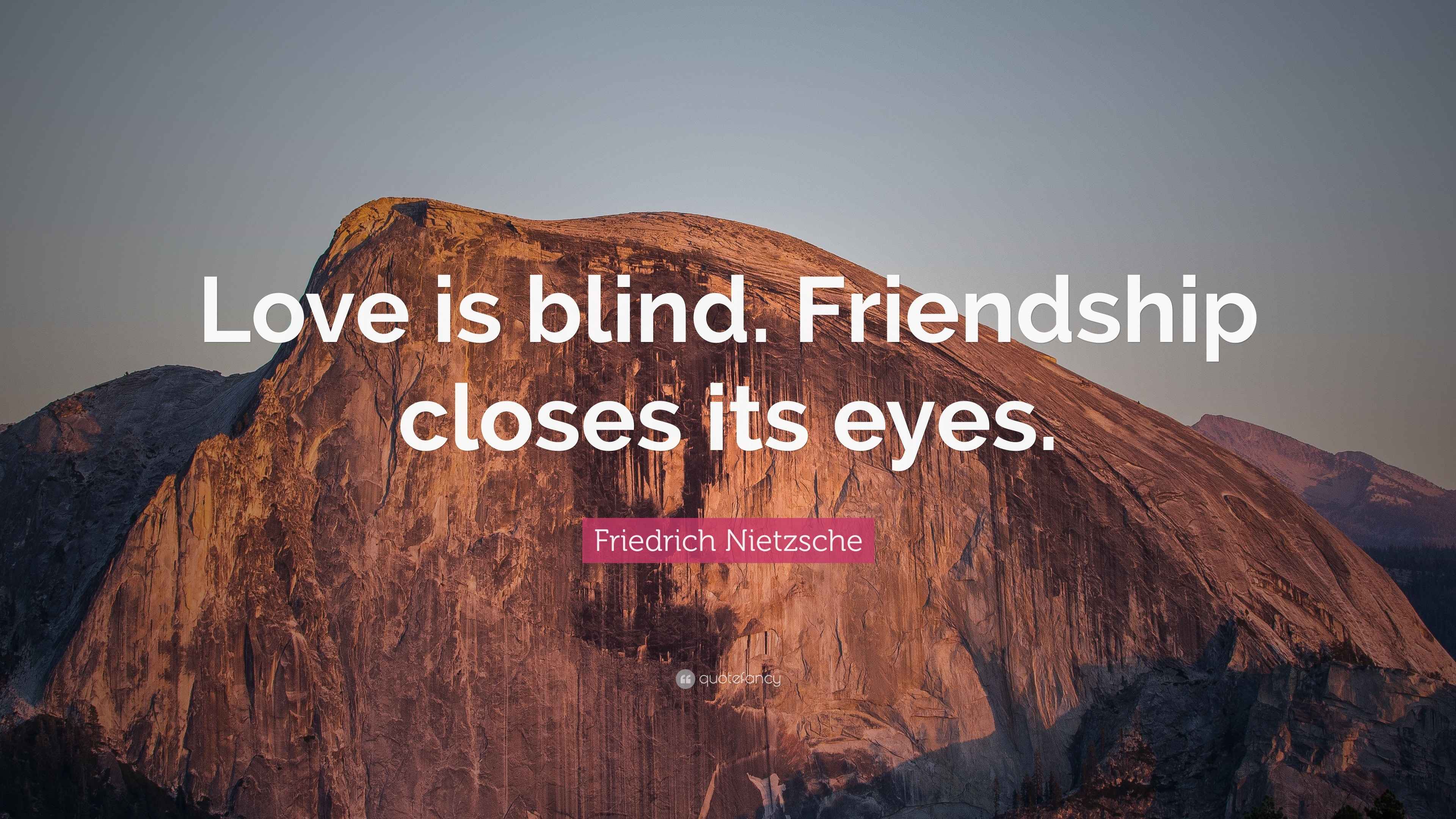 Friedrich Nietzsche Quote: “Love is blind. Friendship closes its eyes.”