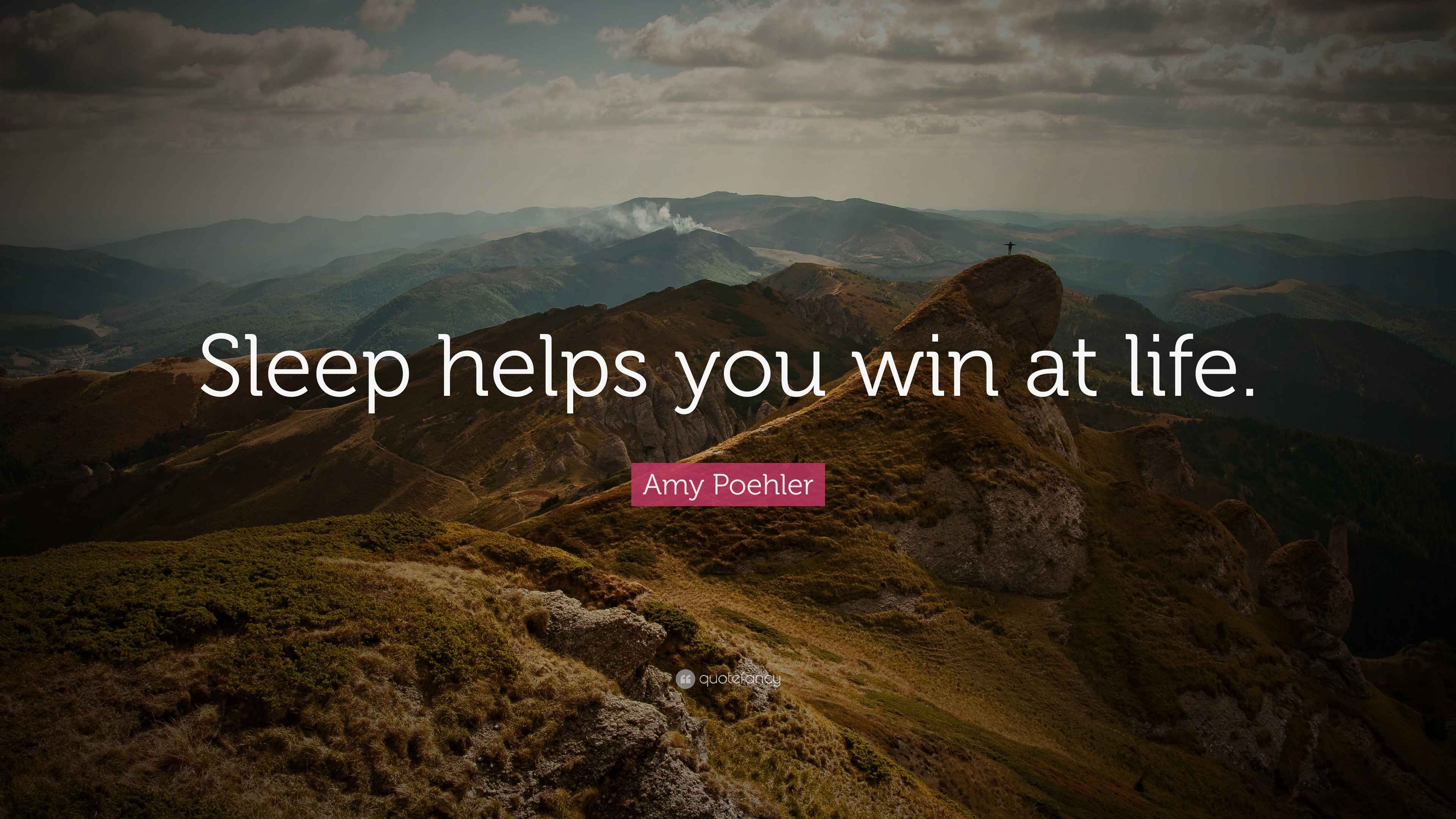 Amy Poehler Quote: “Sleep helps you win at life.”