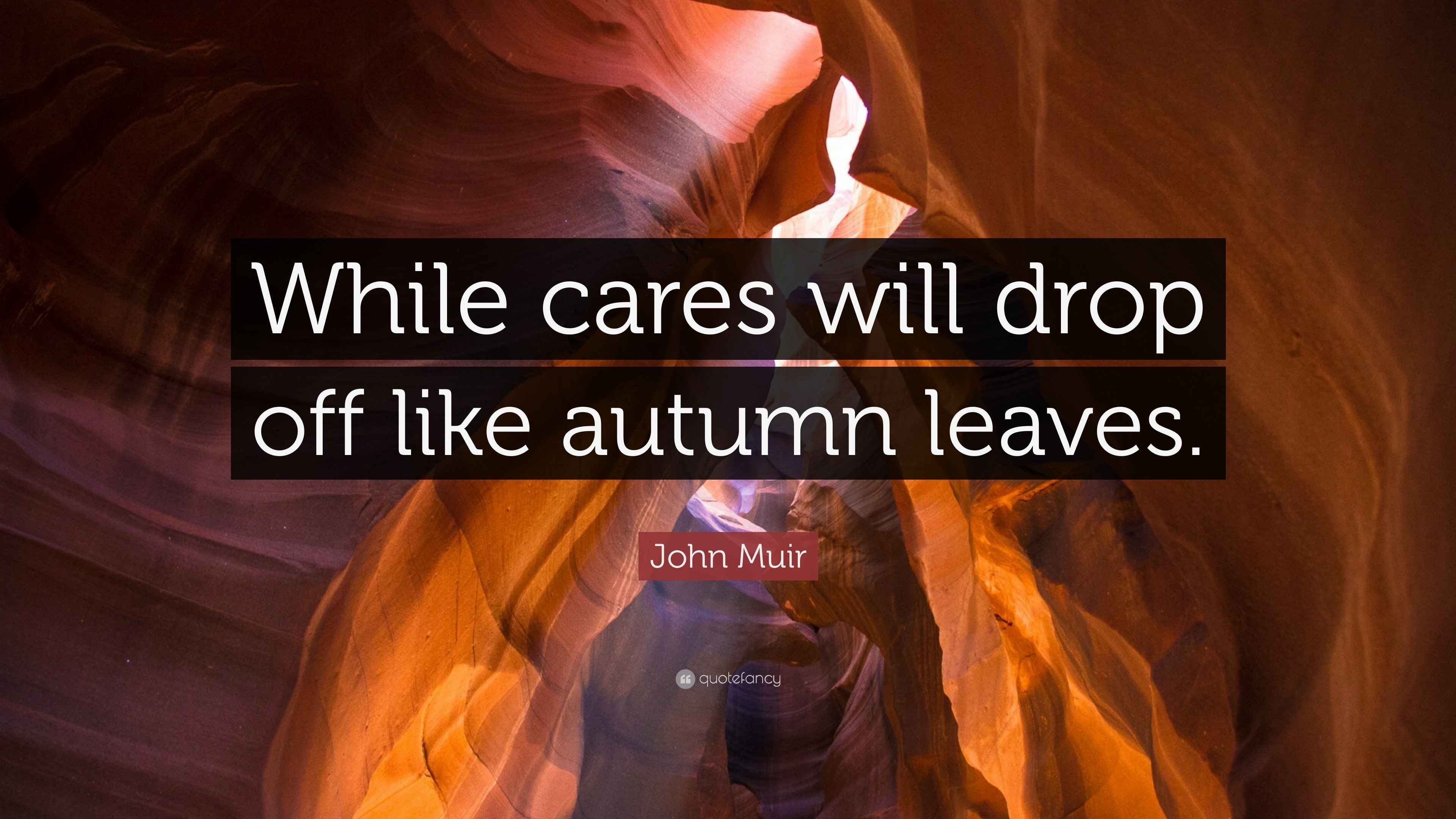John Muir Quote: “While cares will drop off like autumn leaves.”