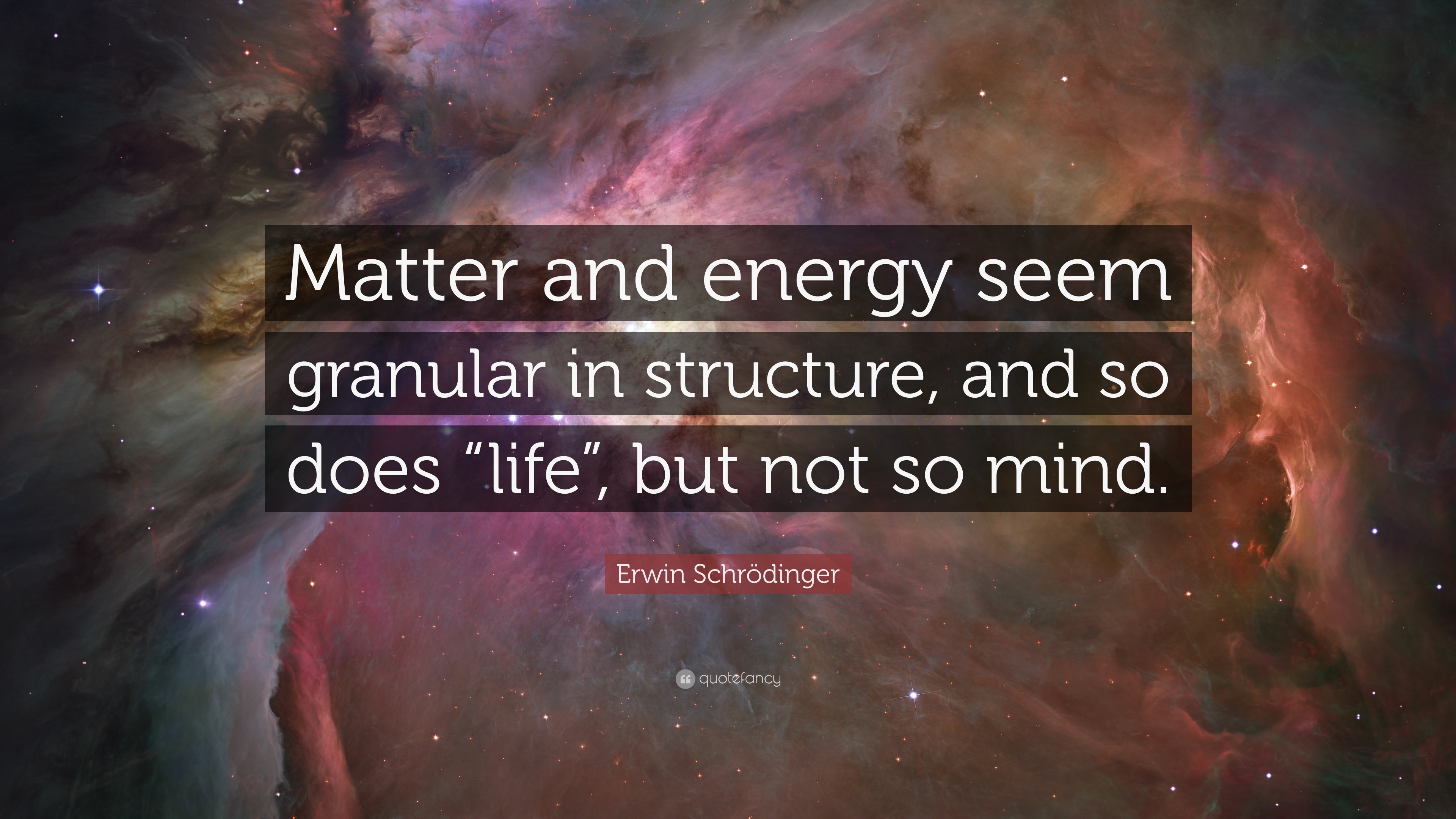 Erwin Schrödinger Quote: “Matter and energy seem granular in structure ...