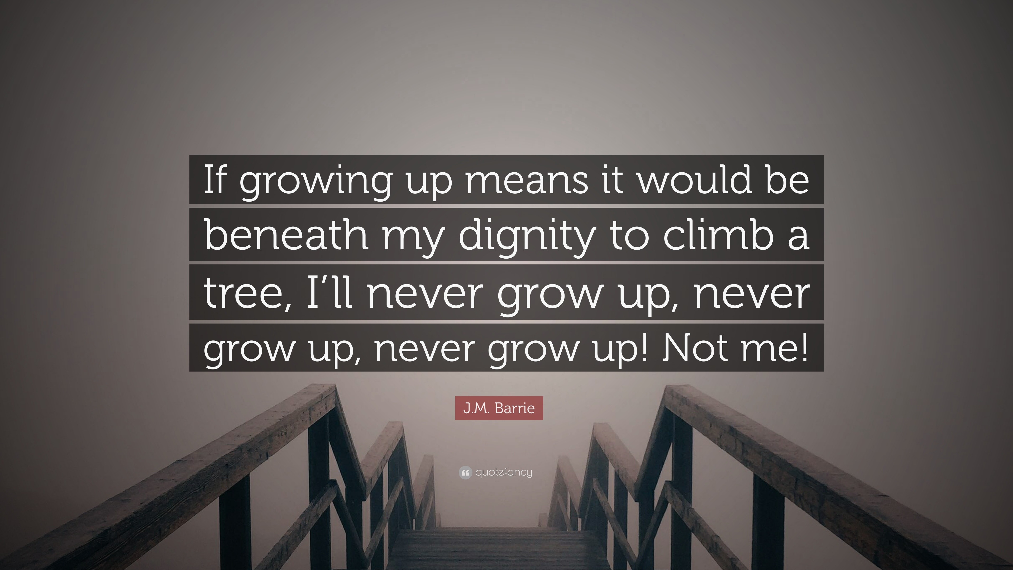 J.M. Barrie Quote: “If growing up means it would be beneath my dignity ...