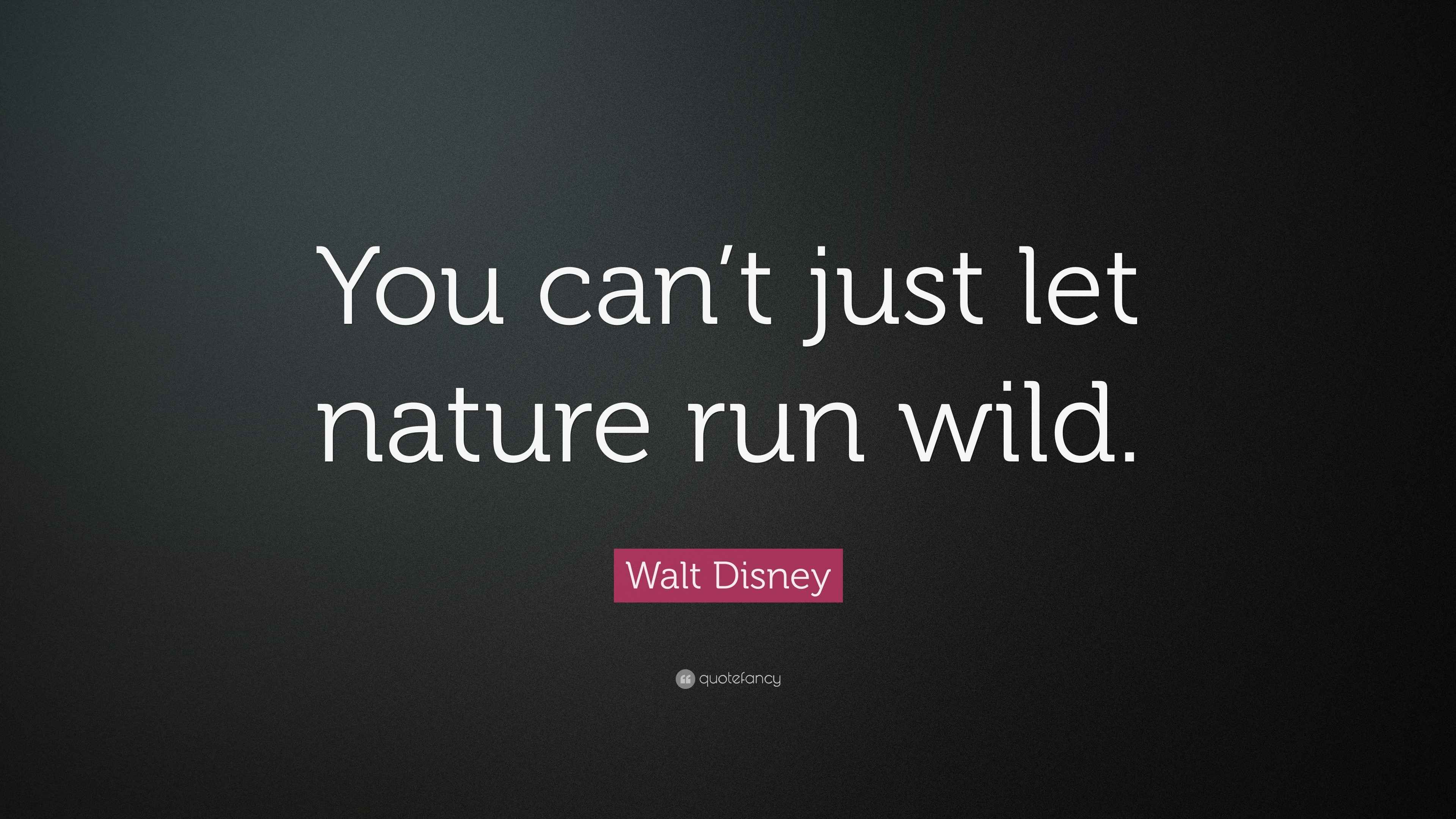 Walt Disney Quote: “You can’t just let nature run wild.”