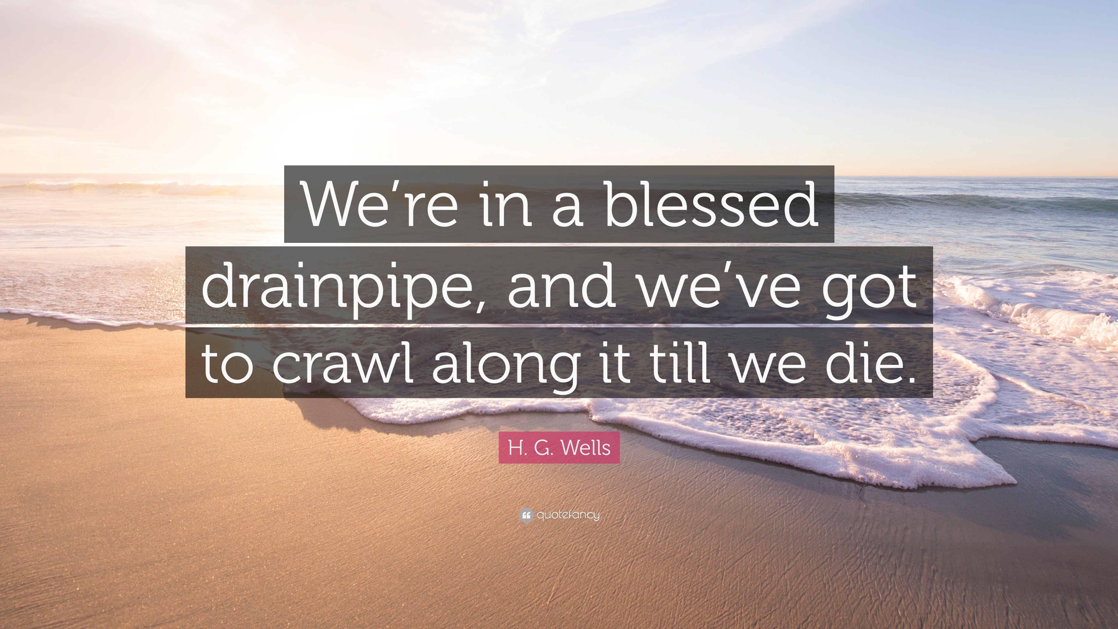 H. G. Wells Quote: “We’re in a blessed drainpipe, and we’ve got to ...