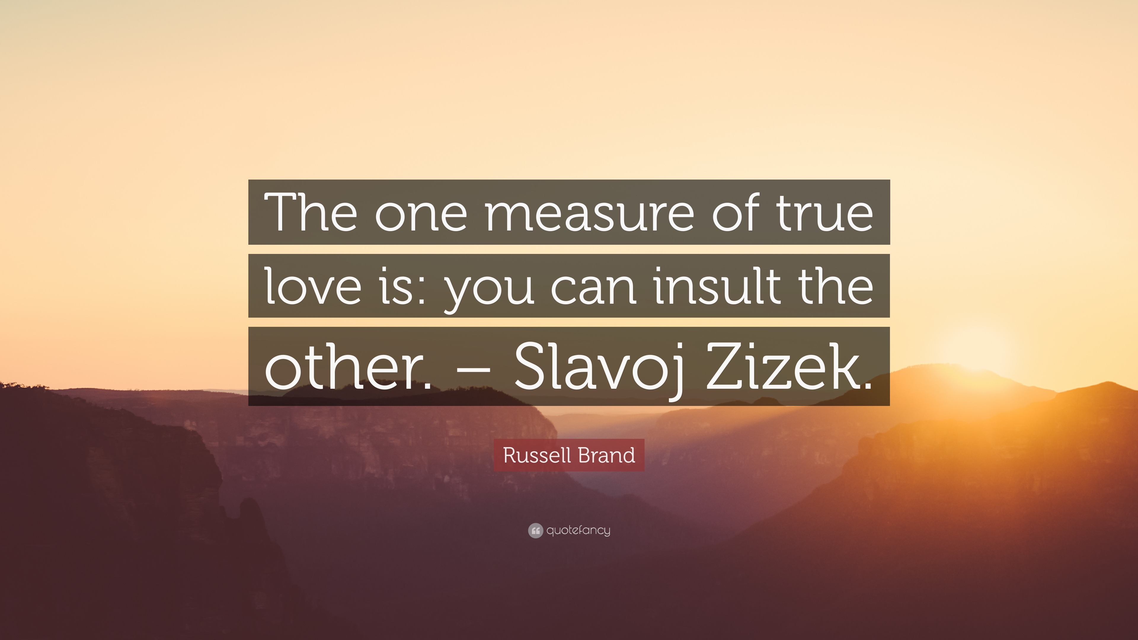 Russell Brand Quote: “The one measure of true love is: you can insult ...