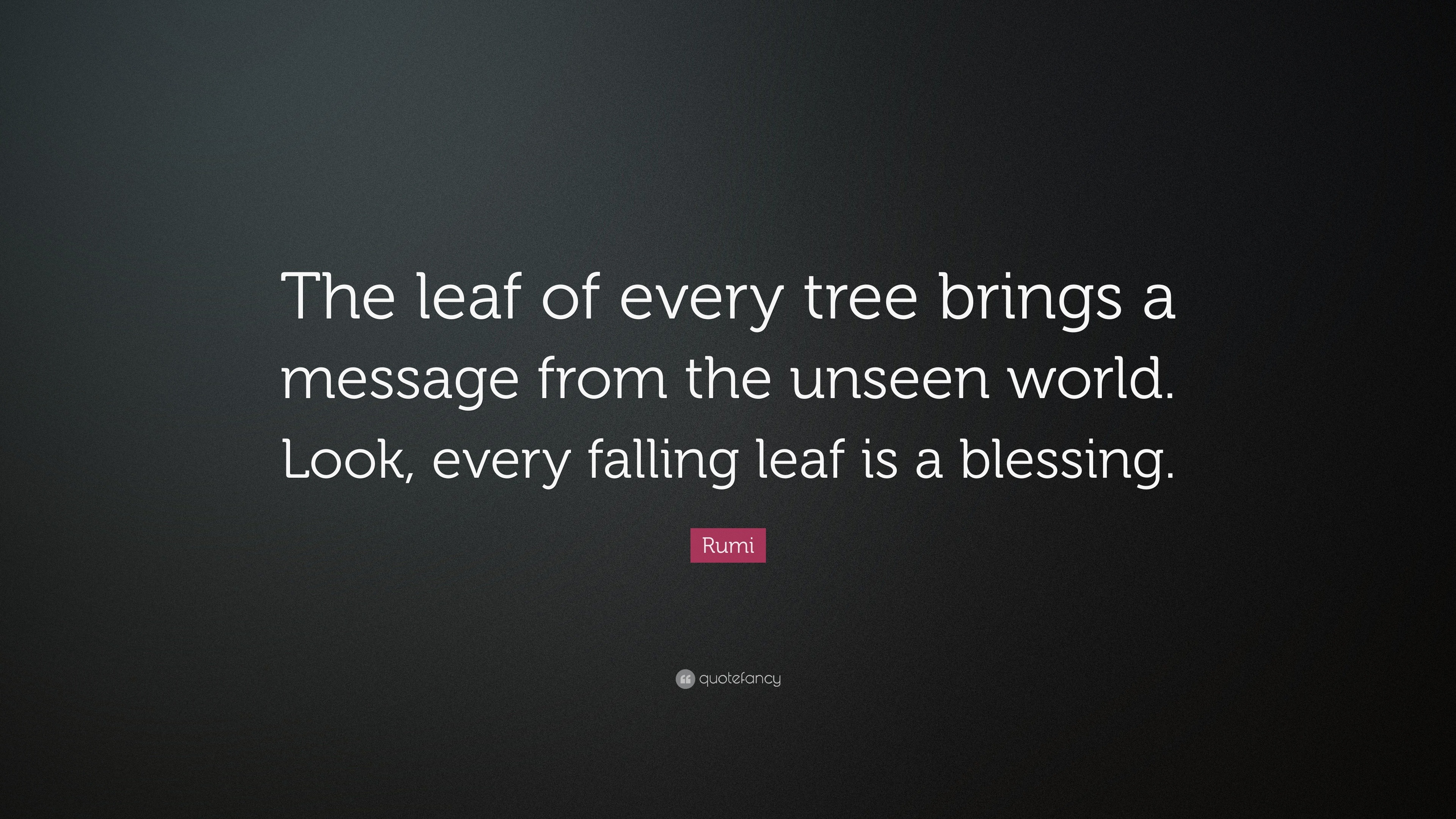 Rumi Quote: “The leaf of every tree brings a message from the unseen ...