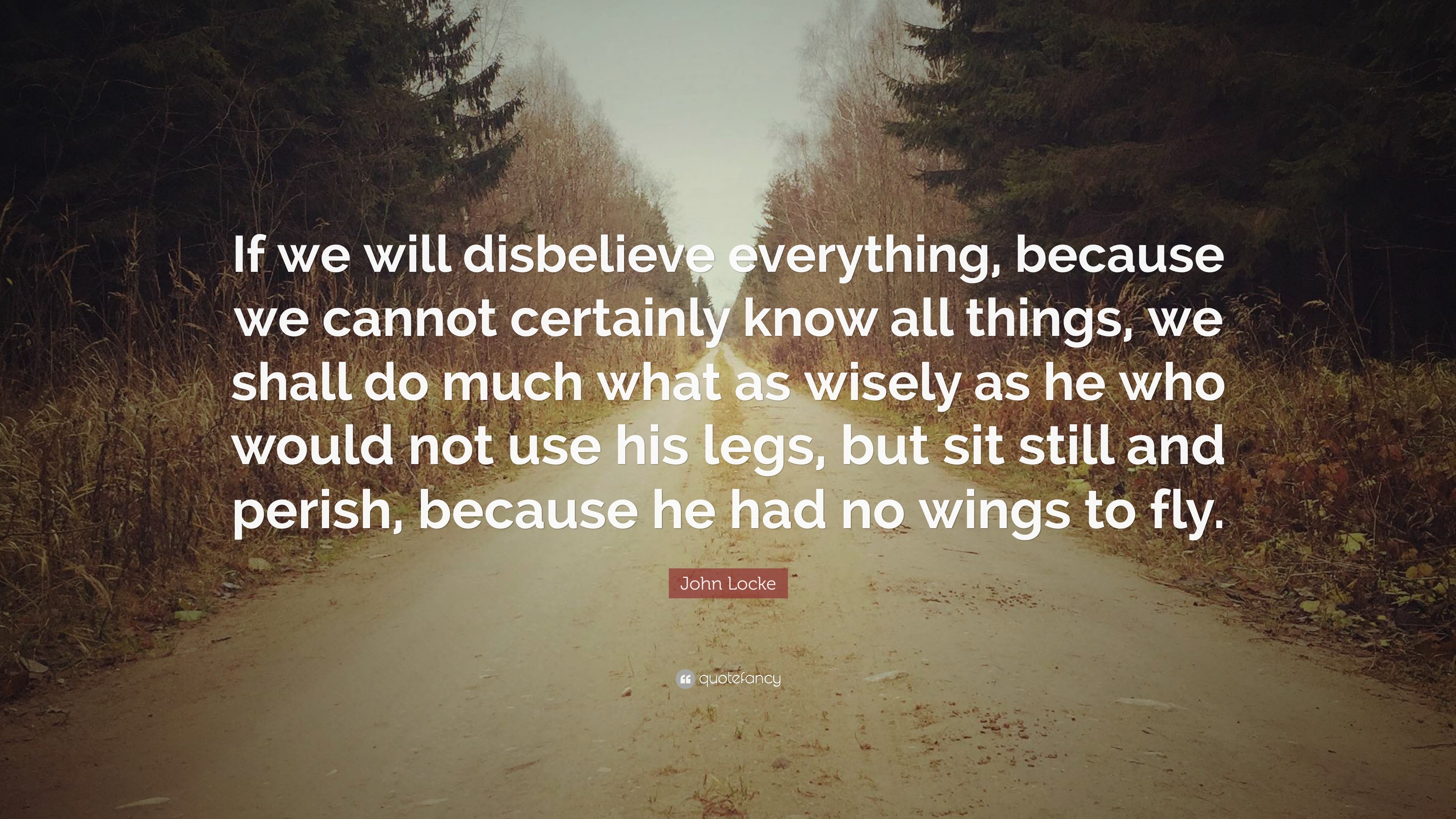 John Locke Quote: “If we will disbelieve everything, because we cannot ...
