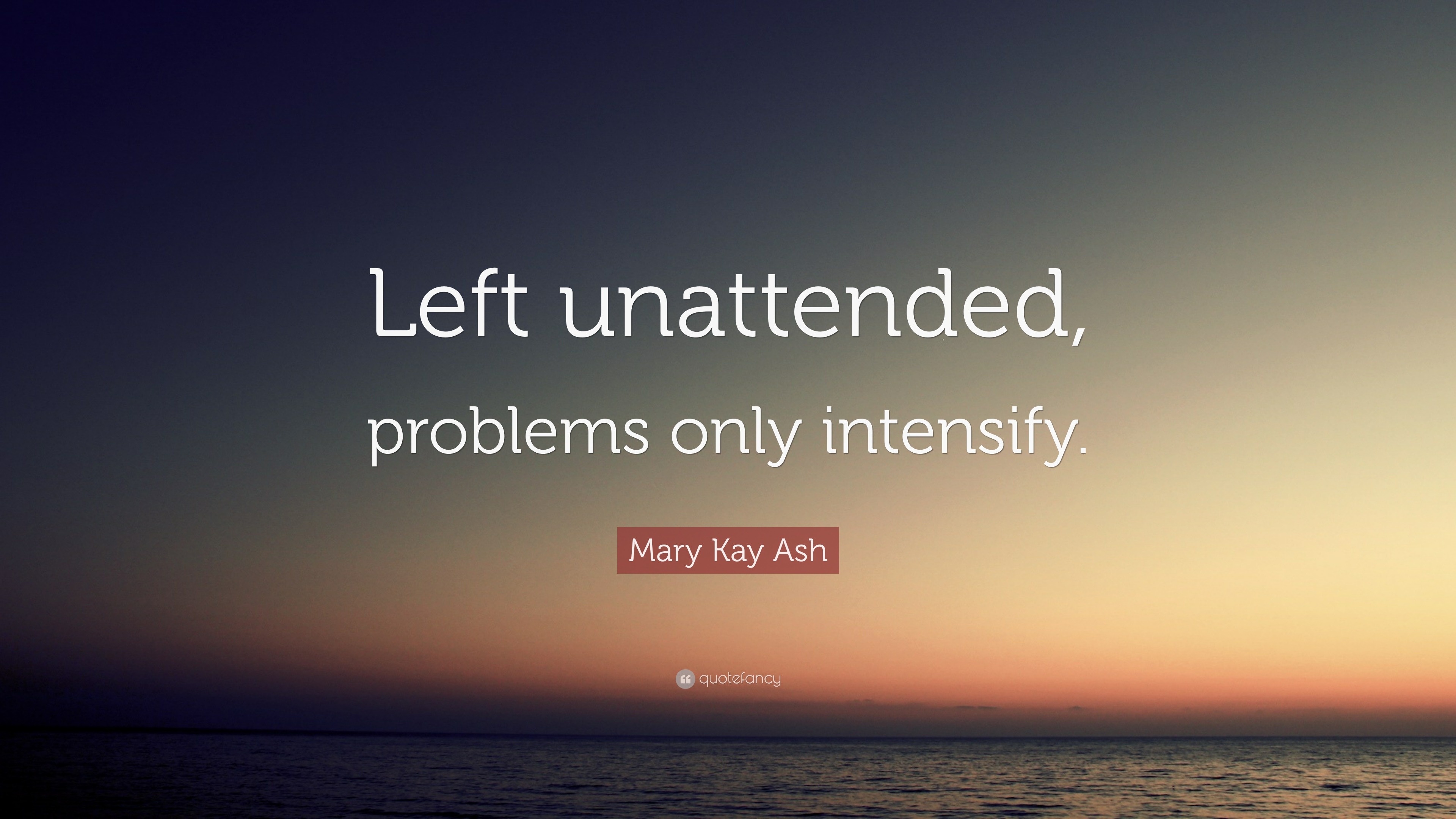 Mary Kay Ash Quote: “Left unattended, problems only intensify.”