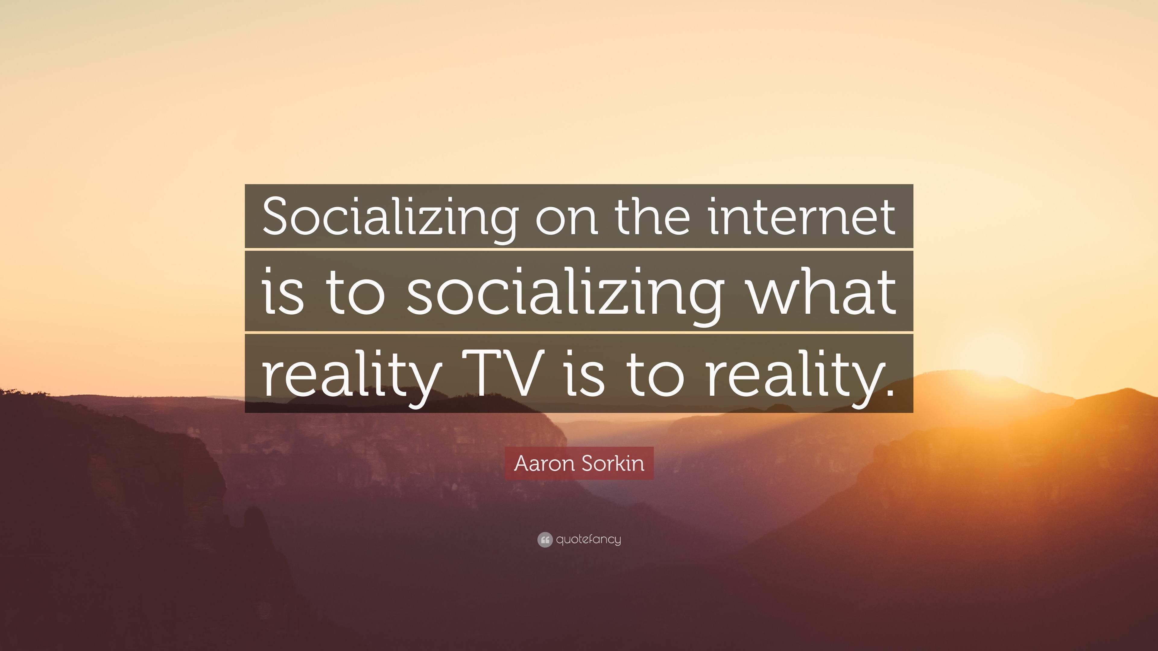Aaron Sorkin Quote: “Socializing on the internet is to socializing what ...