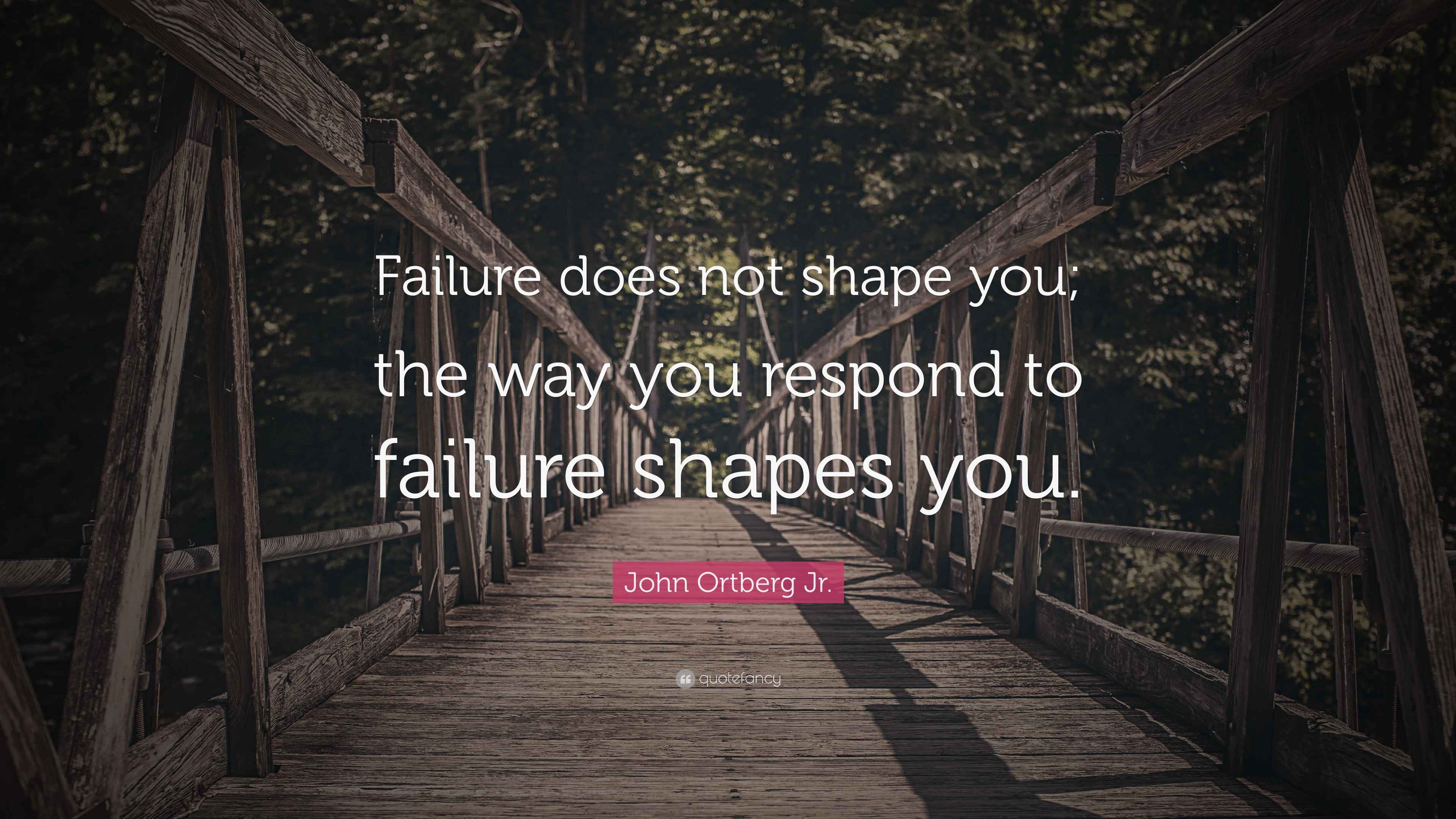 John Ortberg Jr. Quote: “Failure does not shape you; the way you ...