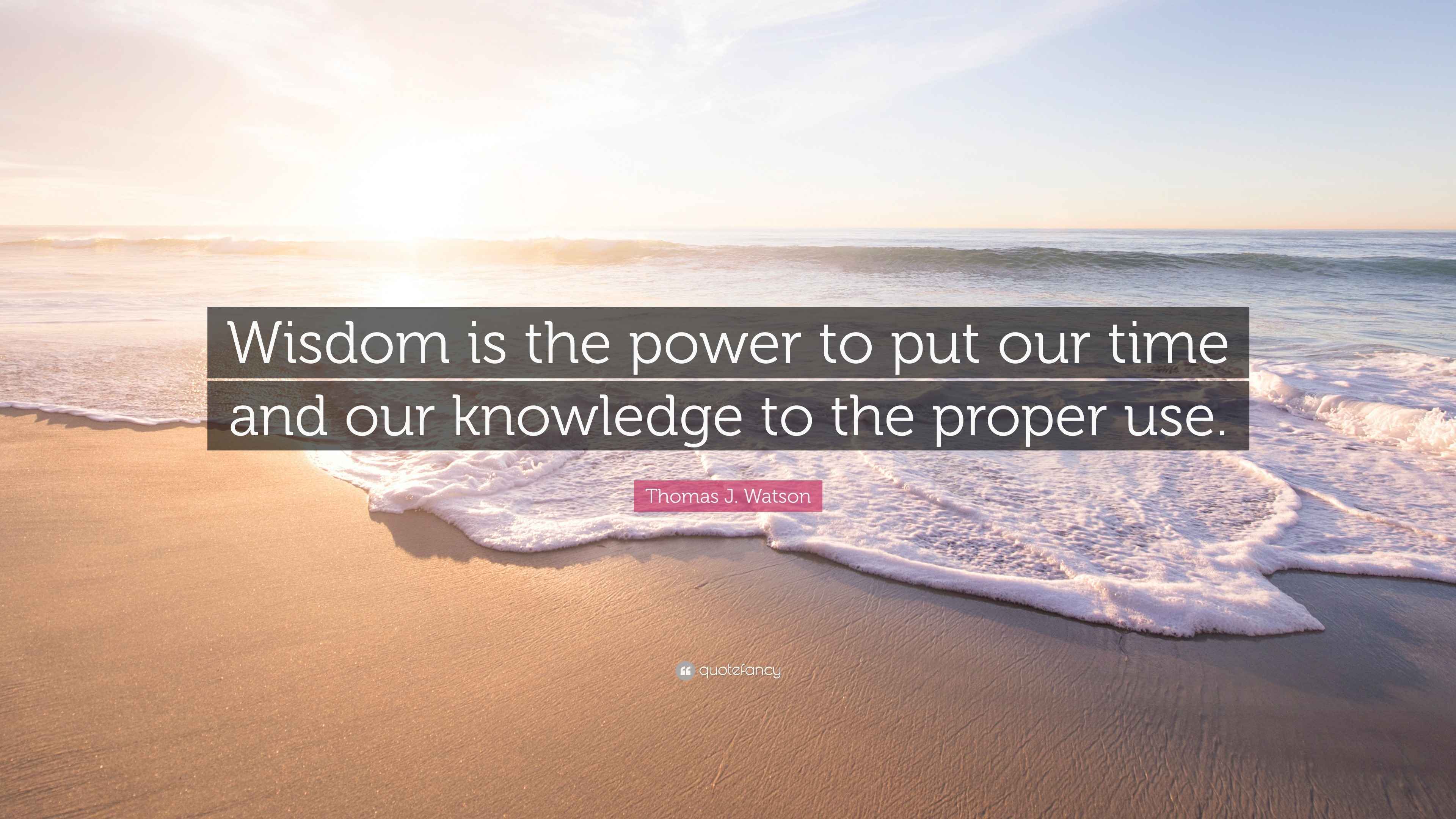 Thomas J. Watson Quote: “Wisdom is the power to put our time and our ...
