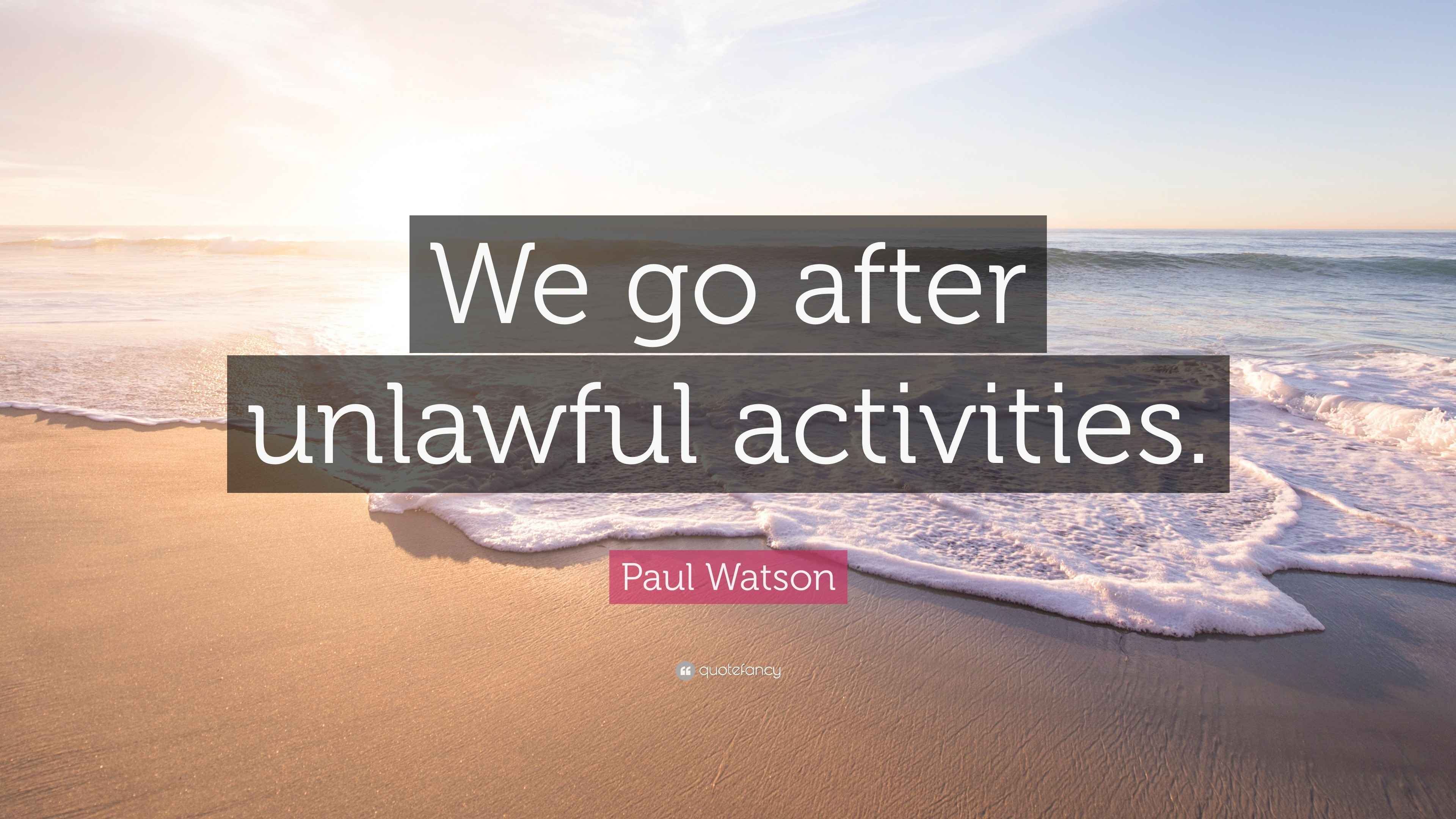 Paul Watson Quote: “We go after unlawful activities.”