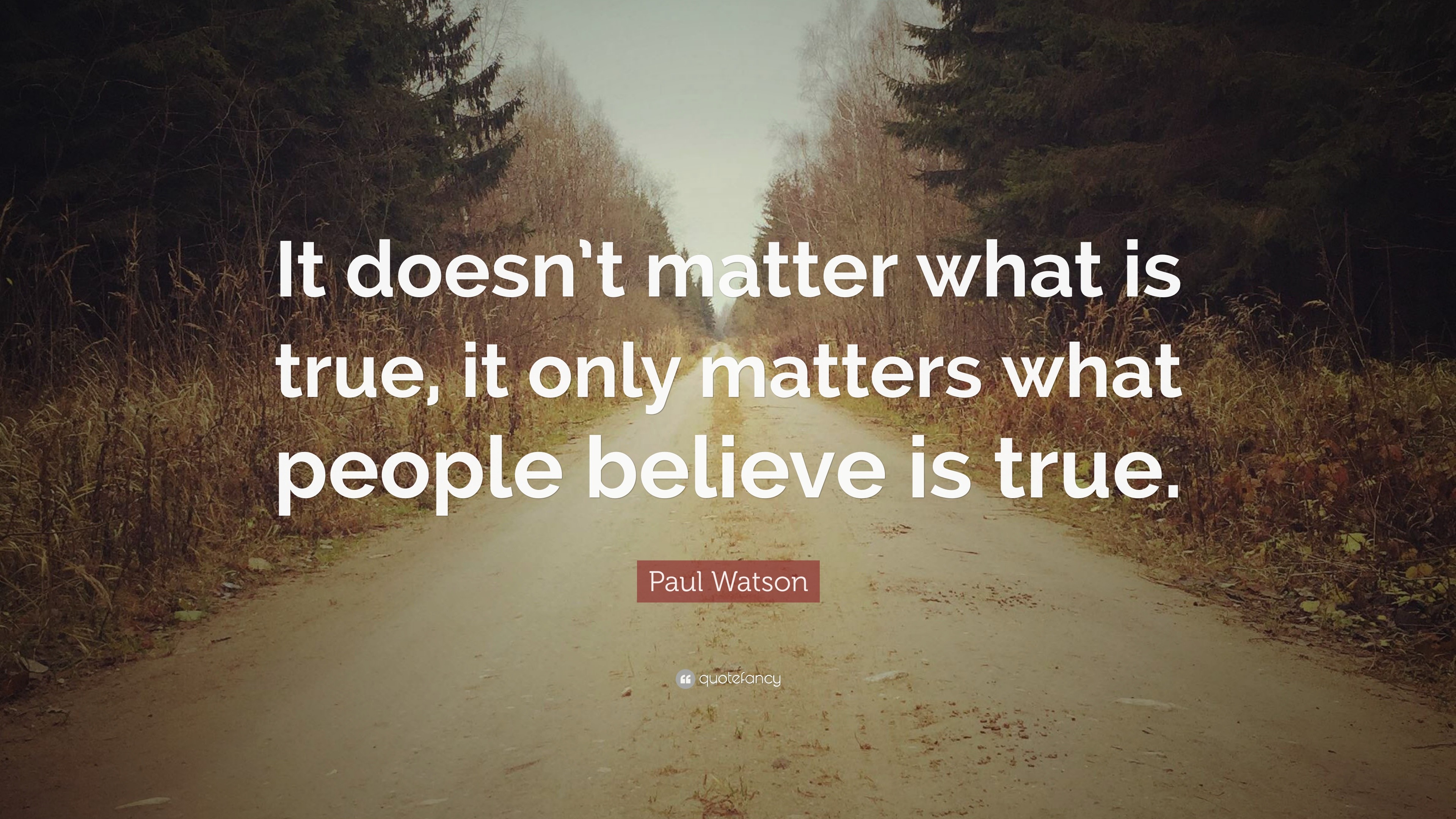 Paul Watson Quote: “It doesn’t matter what is true, it only matters ...