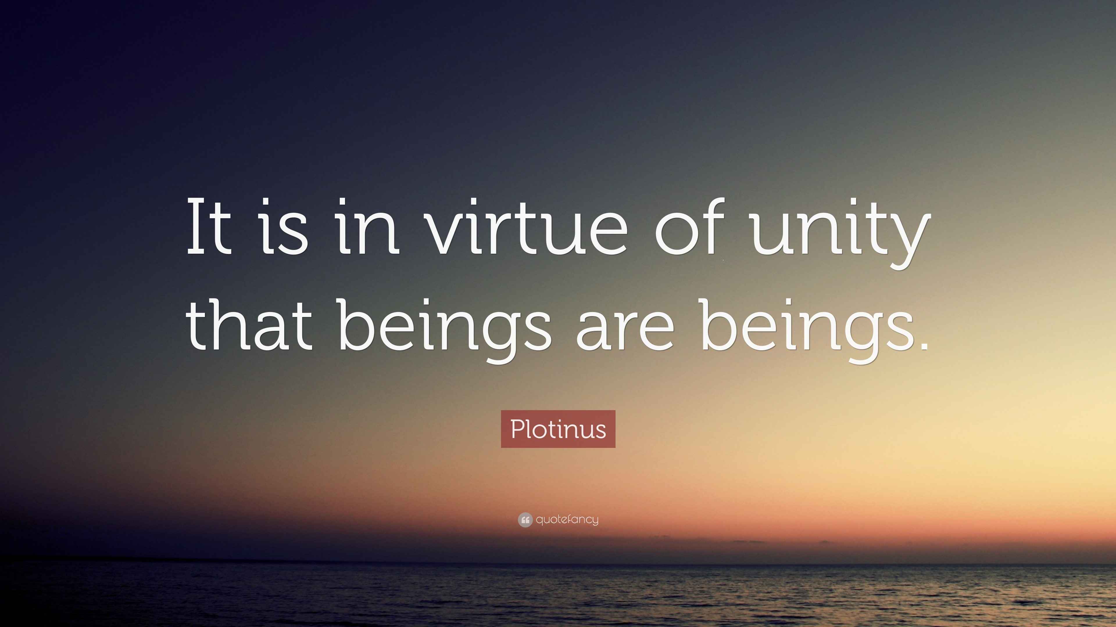 Plotinus Quote: “It is in virtue of unity that beings are beings.”