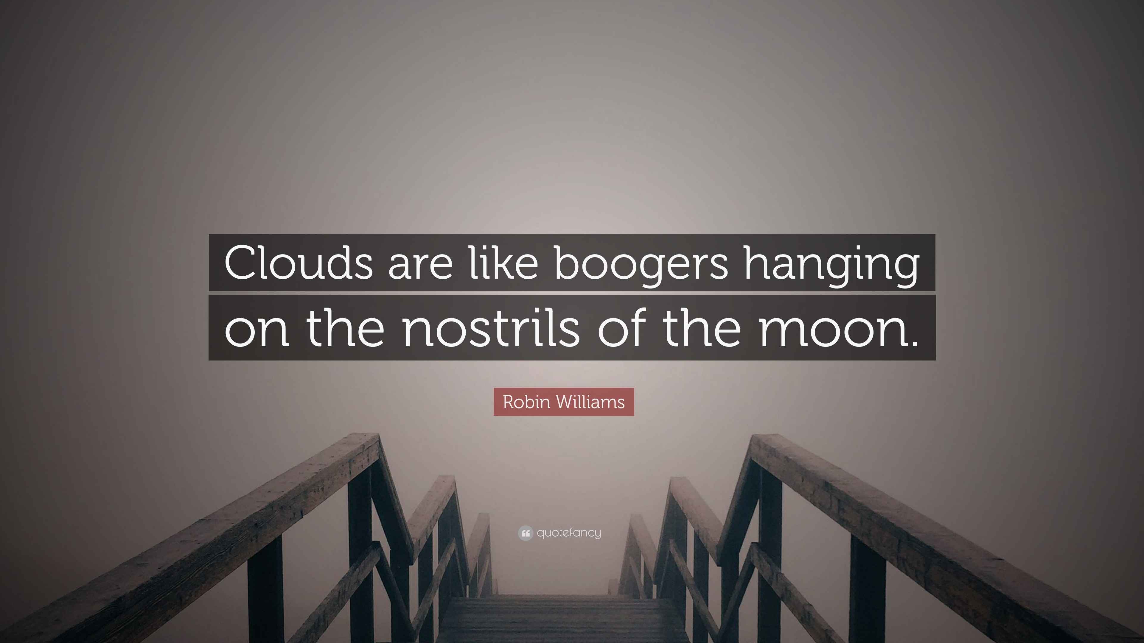 Robin Williams Quote: “Clouds are like boogers hanging on the nostrils ...
