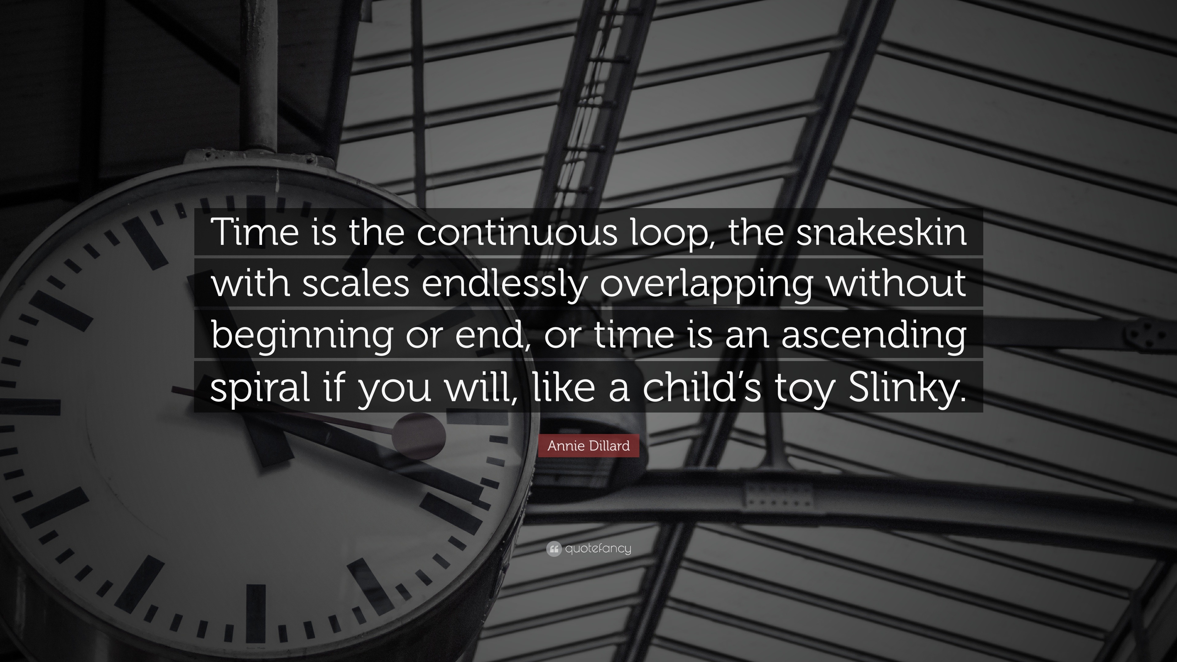 Annie Dillard Quote: “Time is the continuous loop, the snakeskin with ...