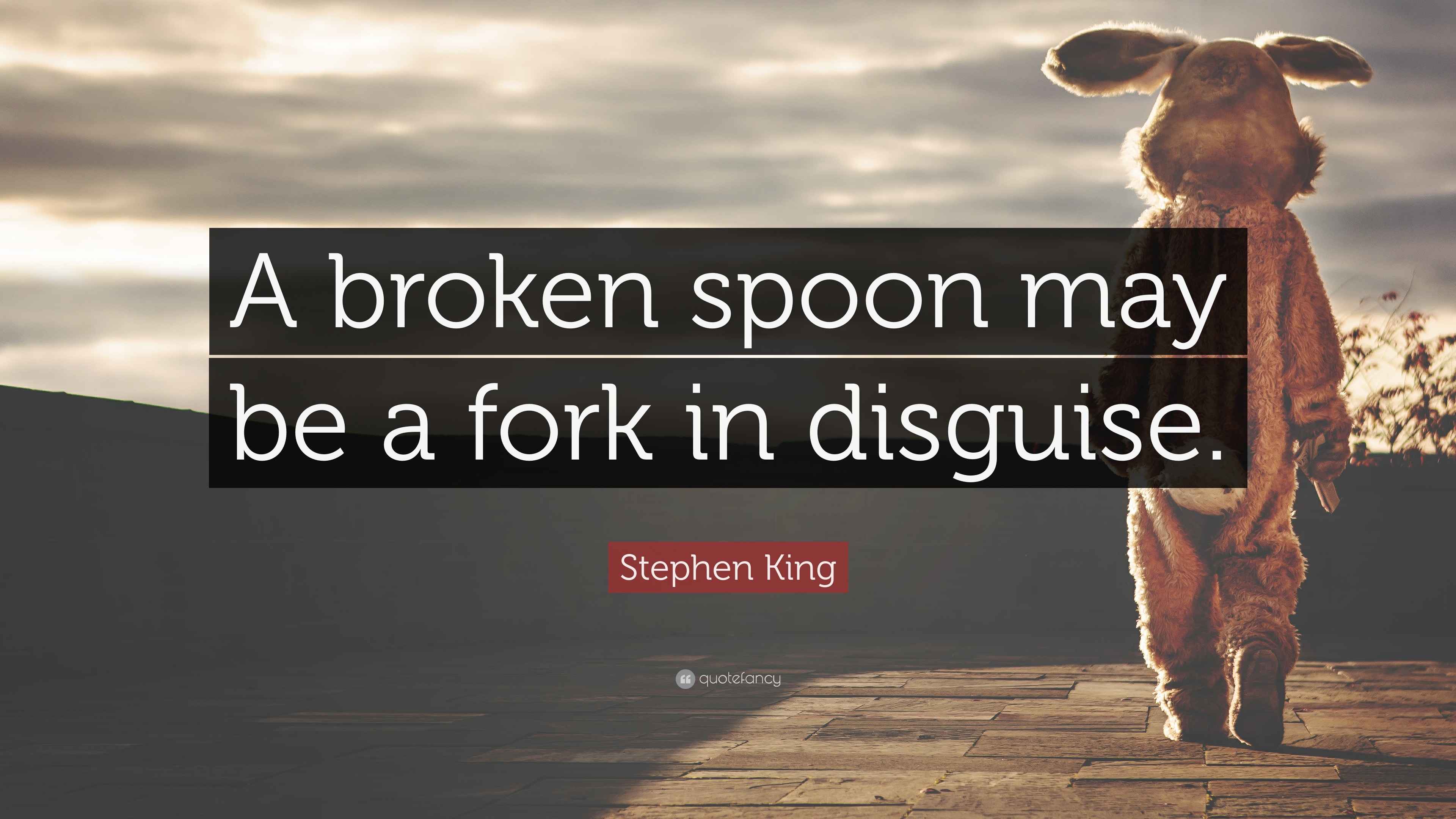 Stephen King Quote: “A broken spoon may be a fork in disguise.”