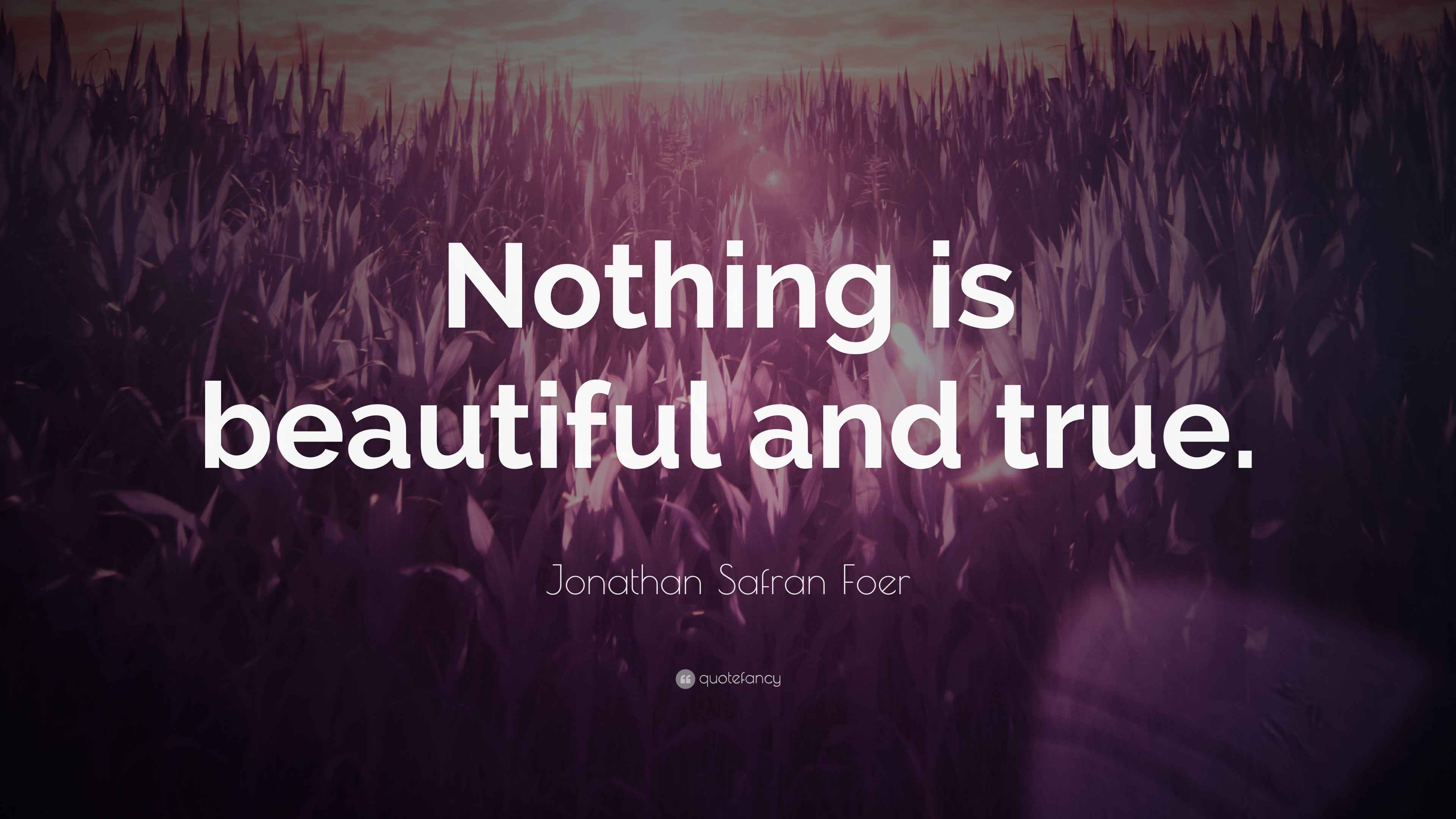 Jonathan Safran Foer Quote: “Nothing is beautiful and true.”