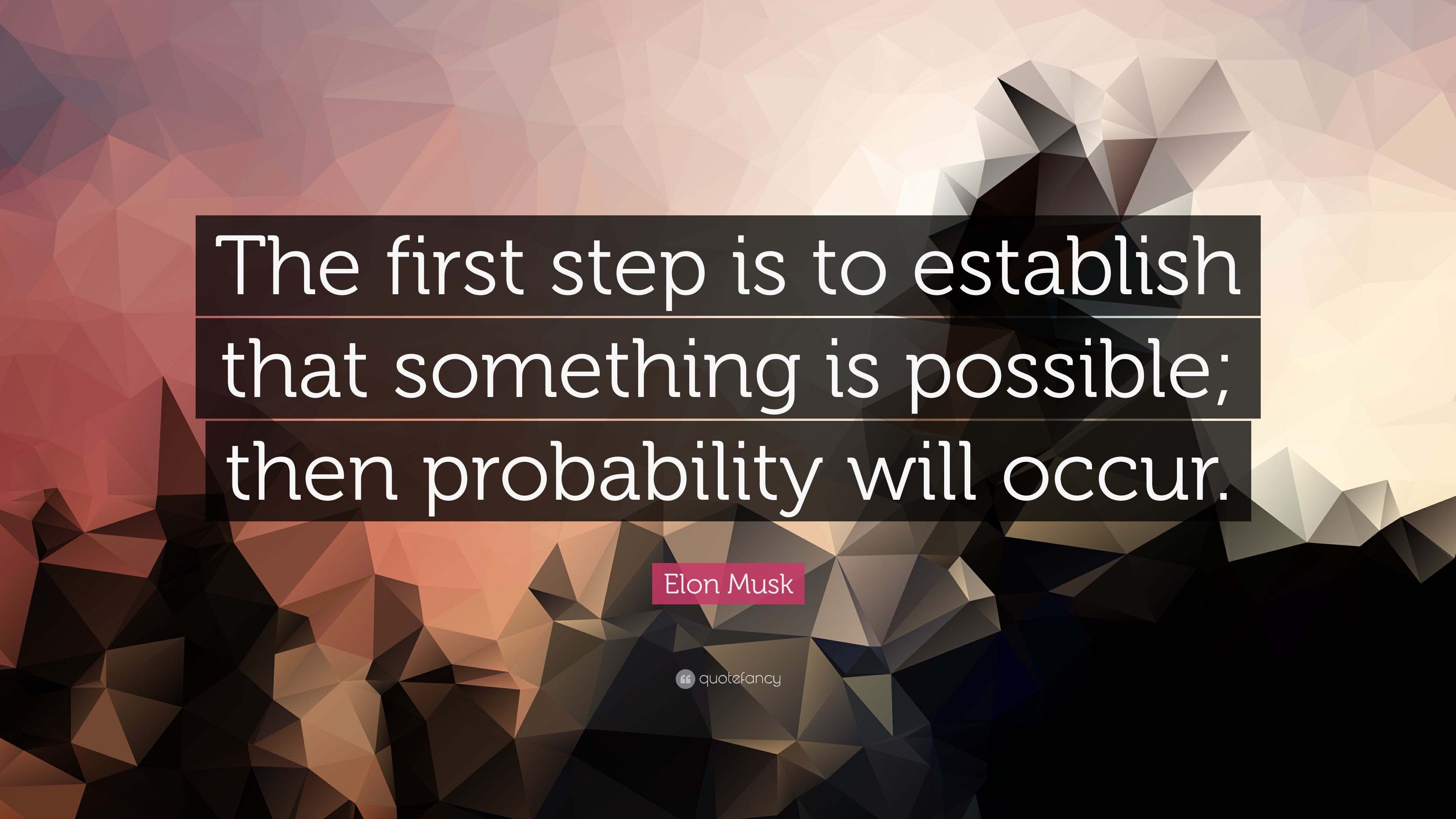 Elon Musk Quote: “The first step is to establish that something is ...