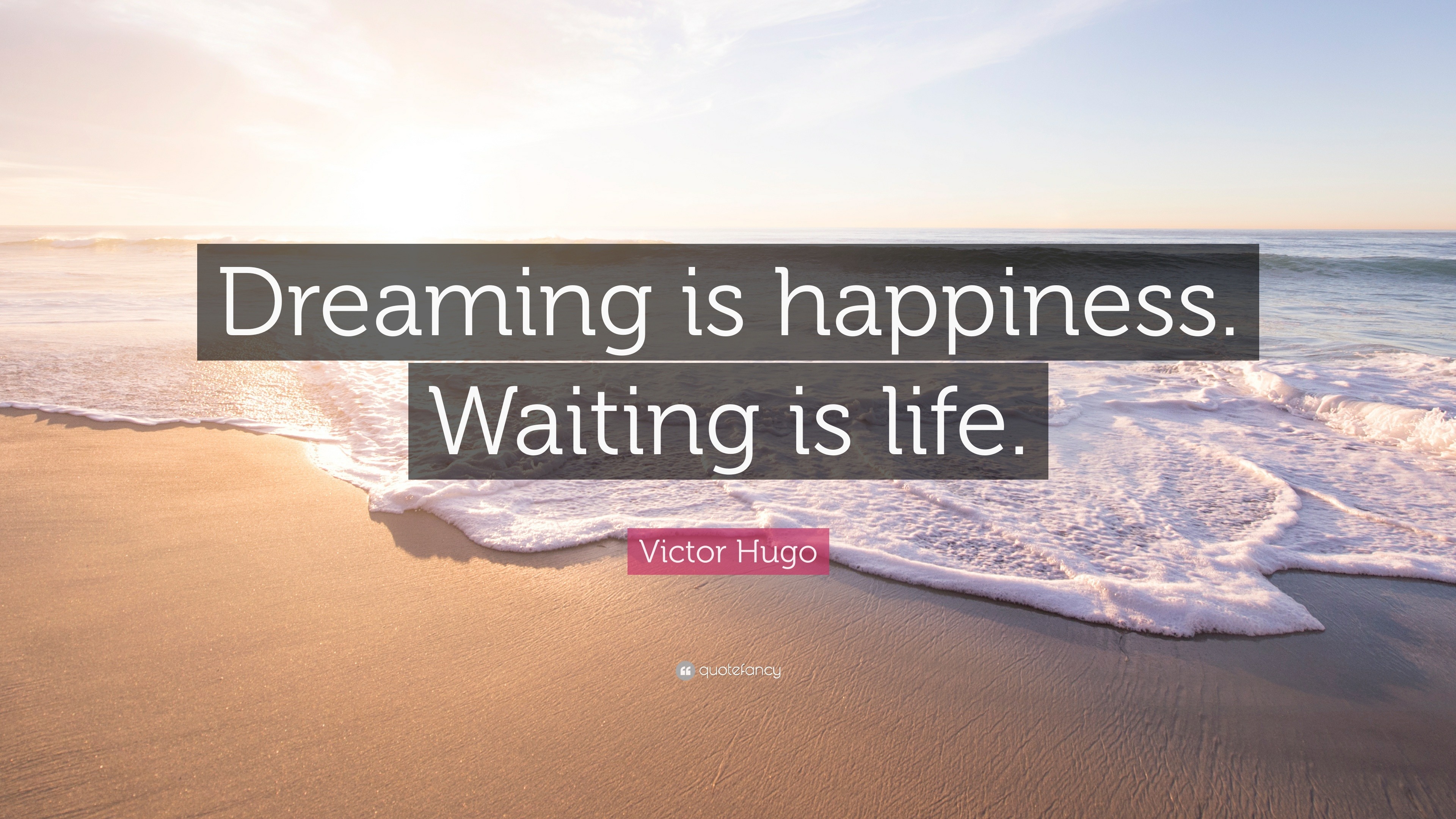 Victor Hugo Quote: “Dreaming is happiness. Waiting is life.”