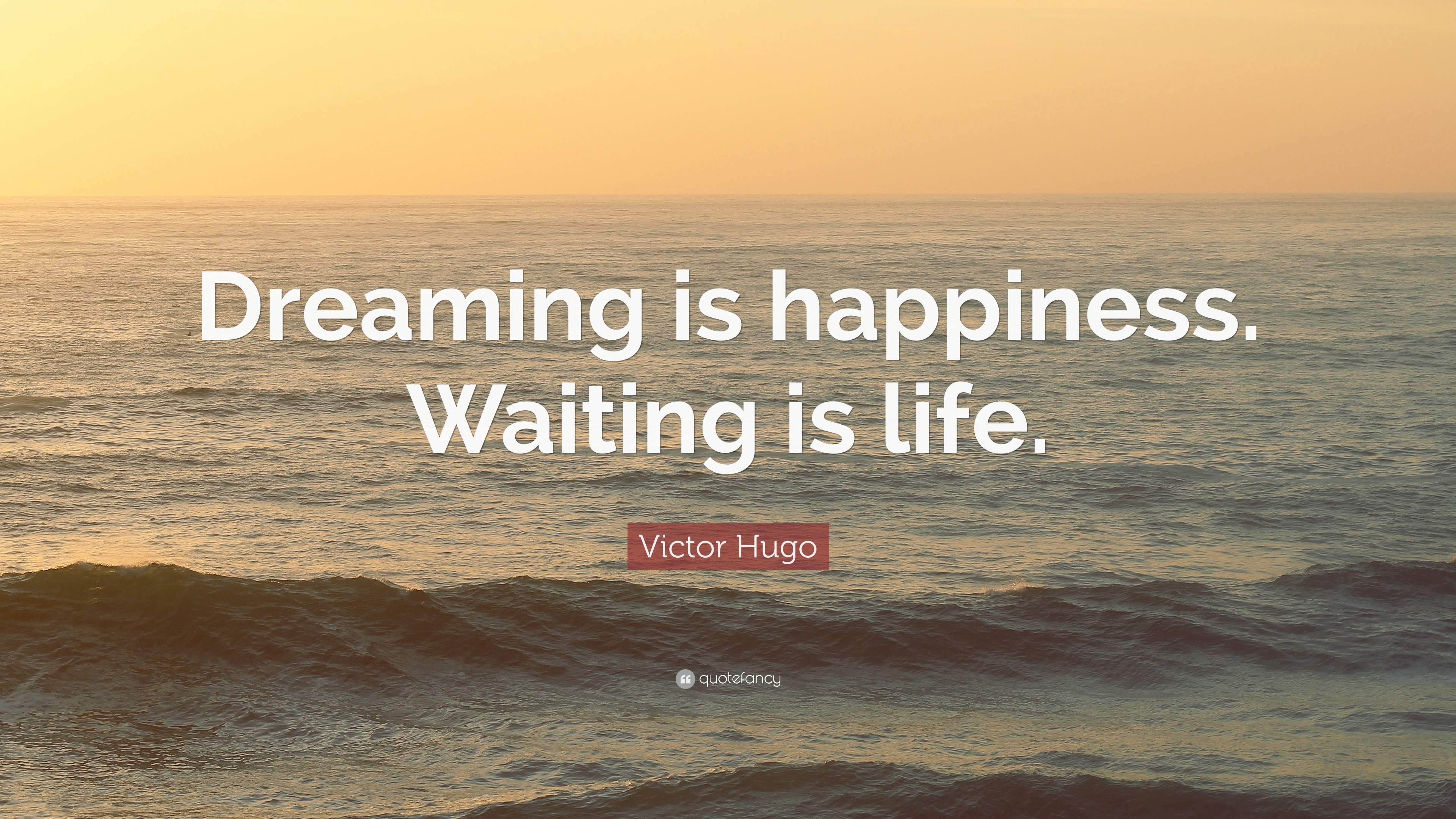 Victor Hugo Quote: “Dreaming is happiness. Waiting is life.”