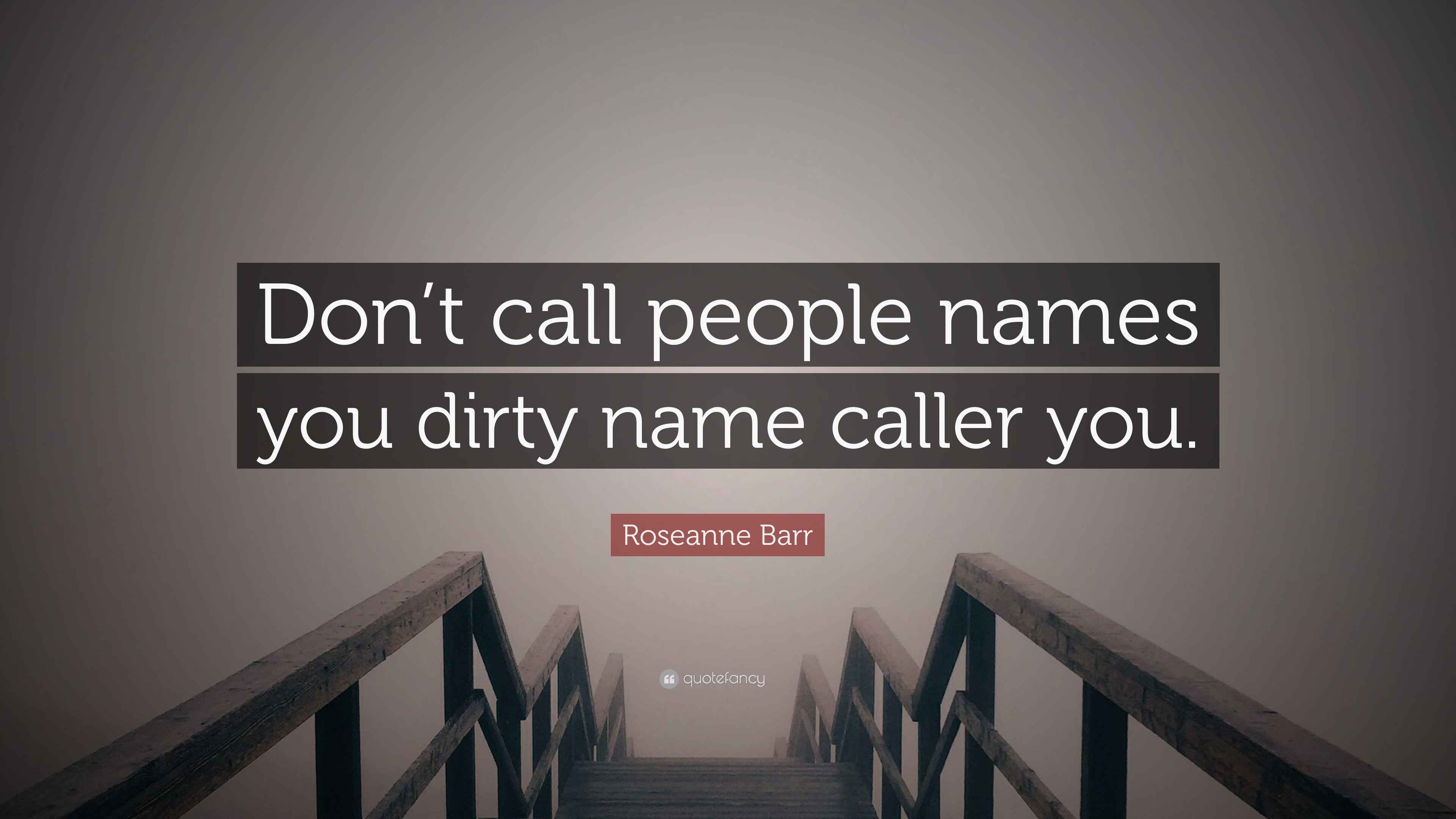 Roseanne Barr Quote: “Don’t call people names you dirty name caller you.”