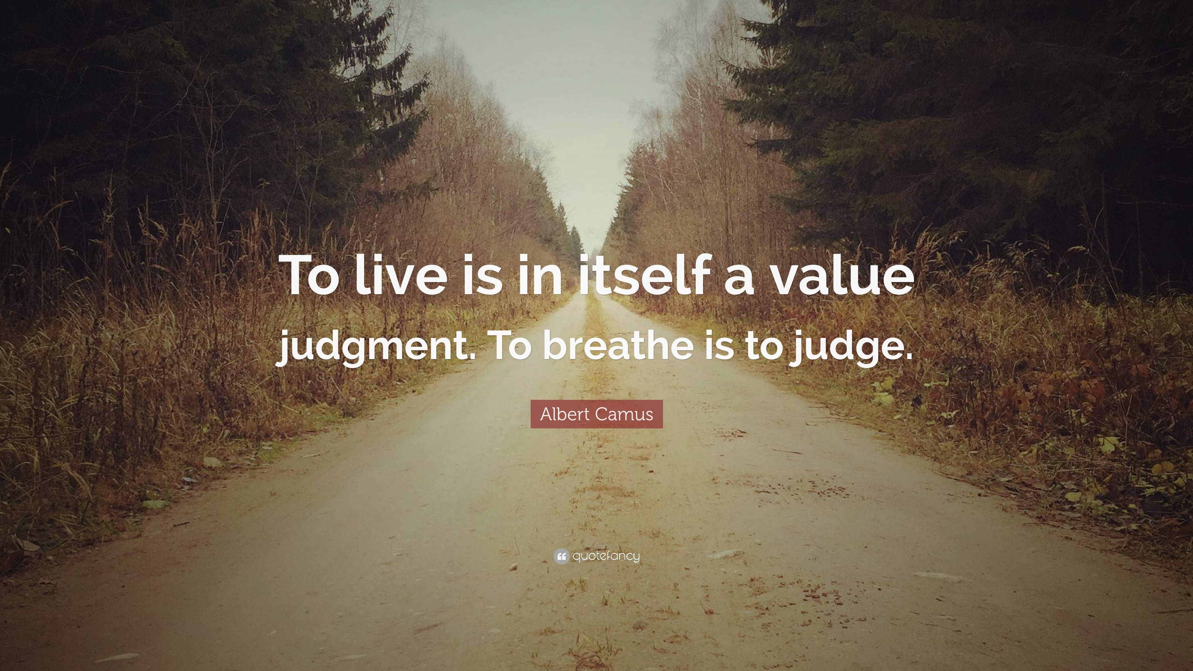 Albert Camus Quote: “To live is in itself a value judgment. To breathe ...