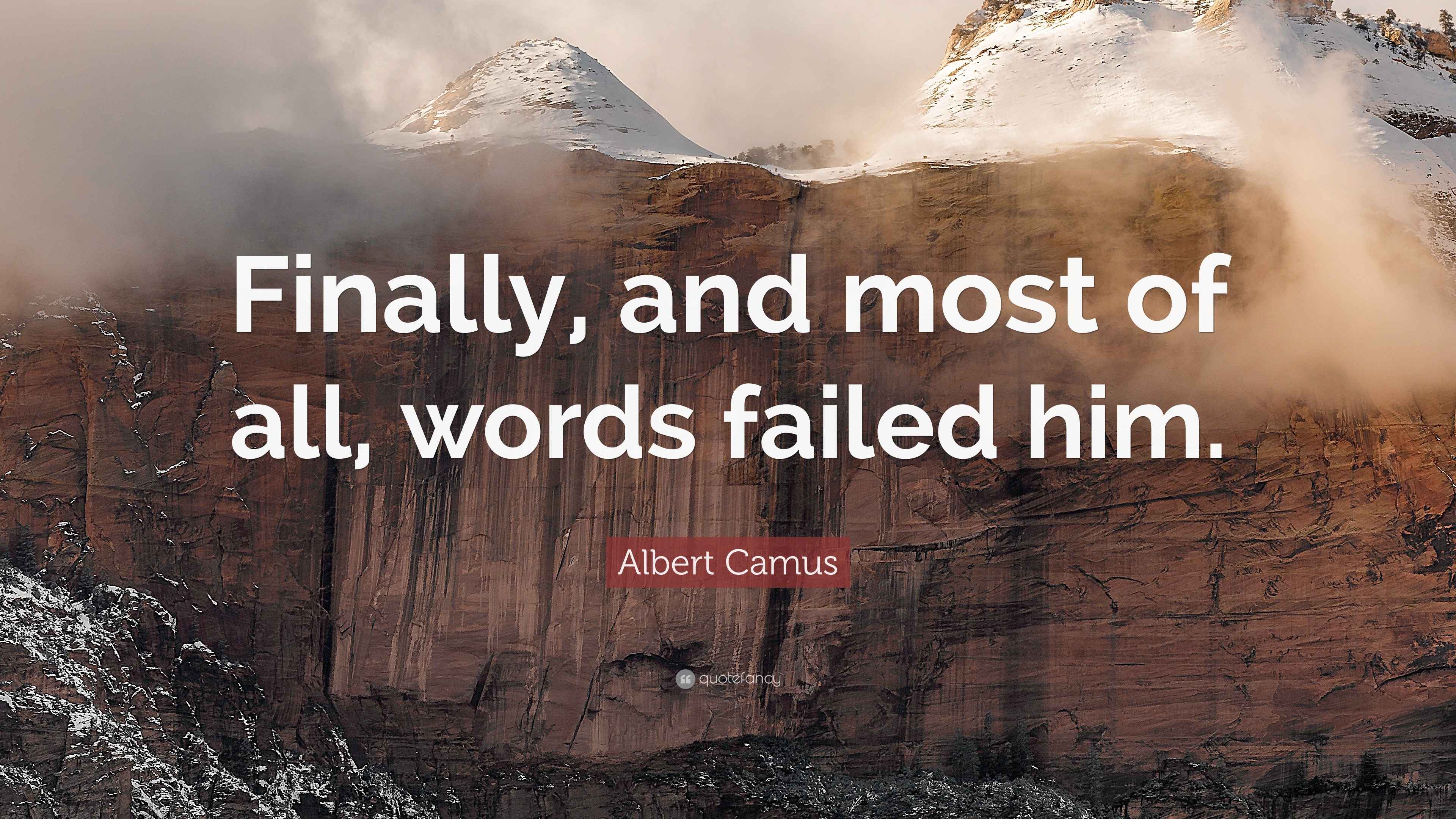 Albert Camus Quote: “Finally, and most of all, words failed him.”