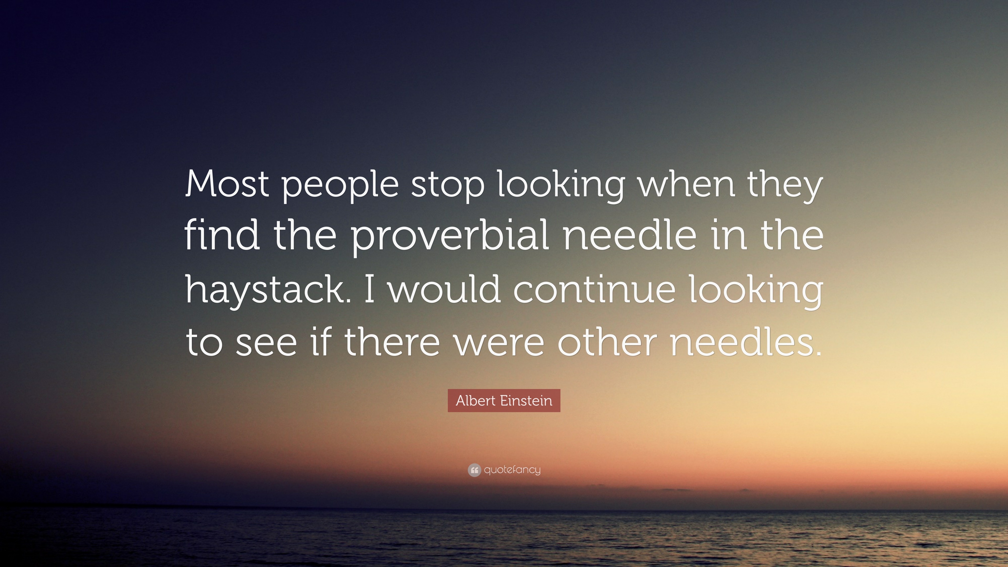 Albert Einstein Quote: “Most people stop looking when they find the ...