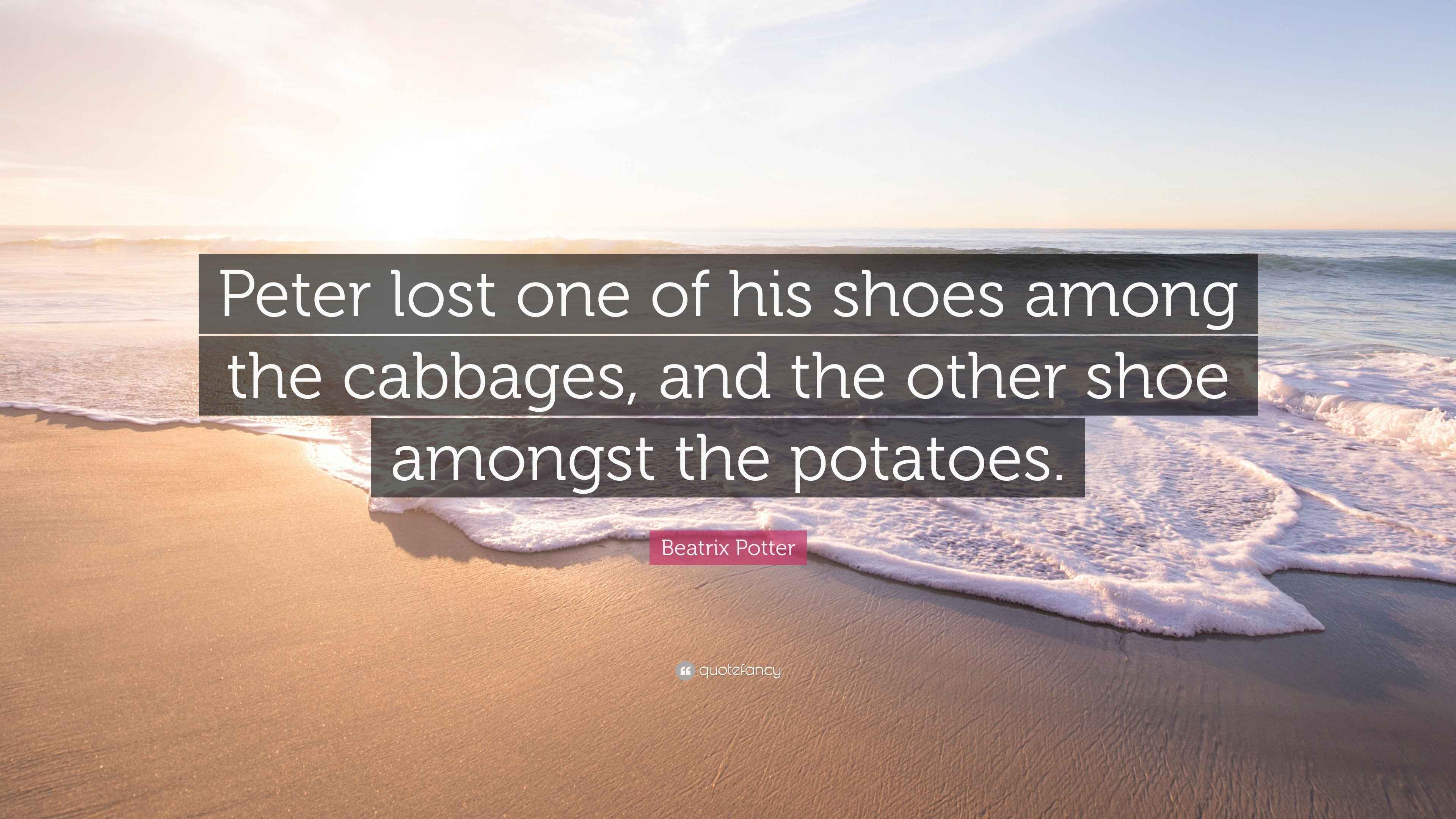 Beatrix Potter Quote: “Peter lost one of his shoes among the cabbages ...