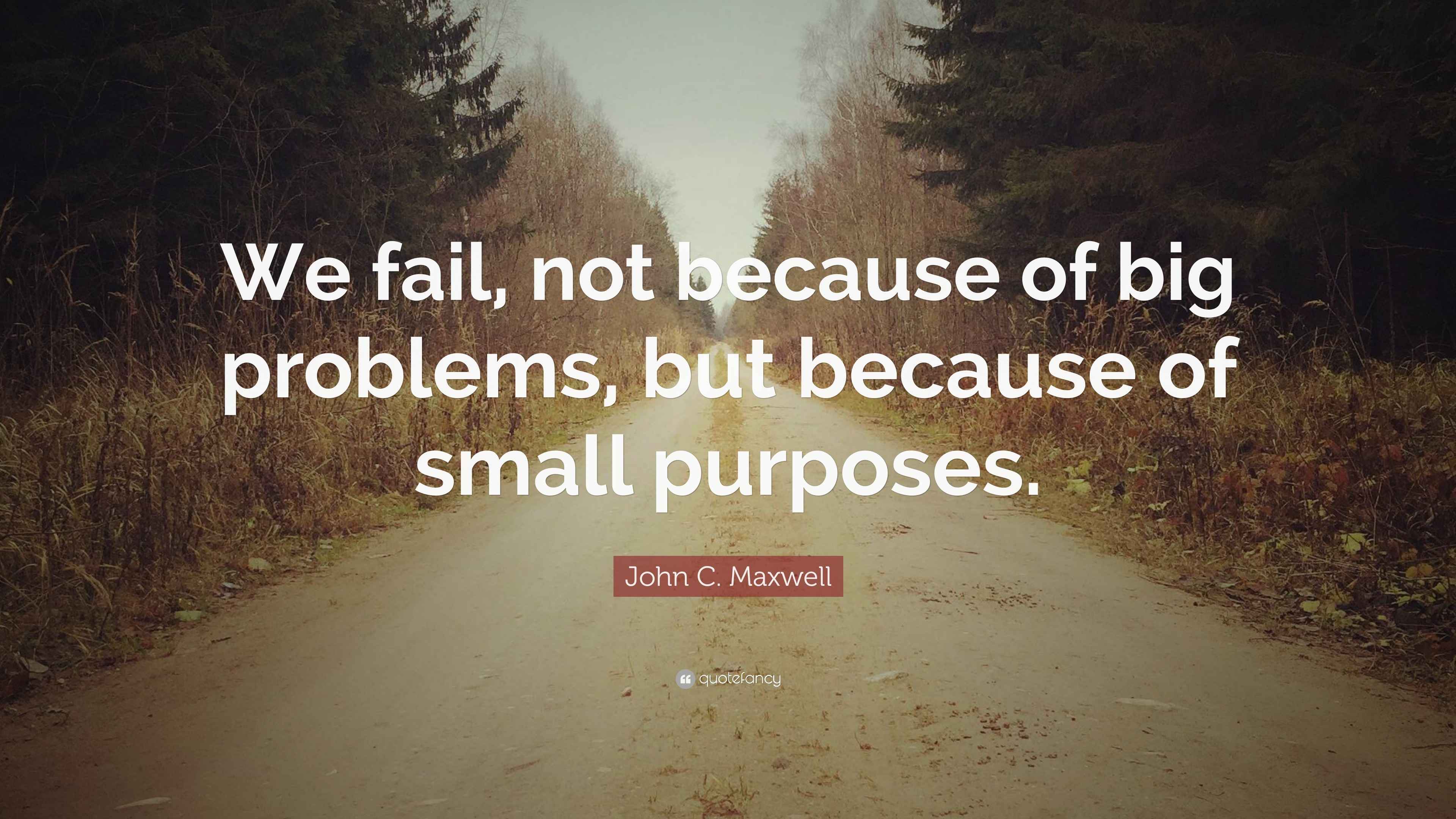 John C. Maxwell Quote: “We fail, not because of big problems, but ...