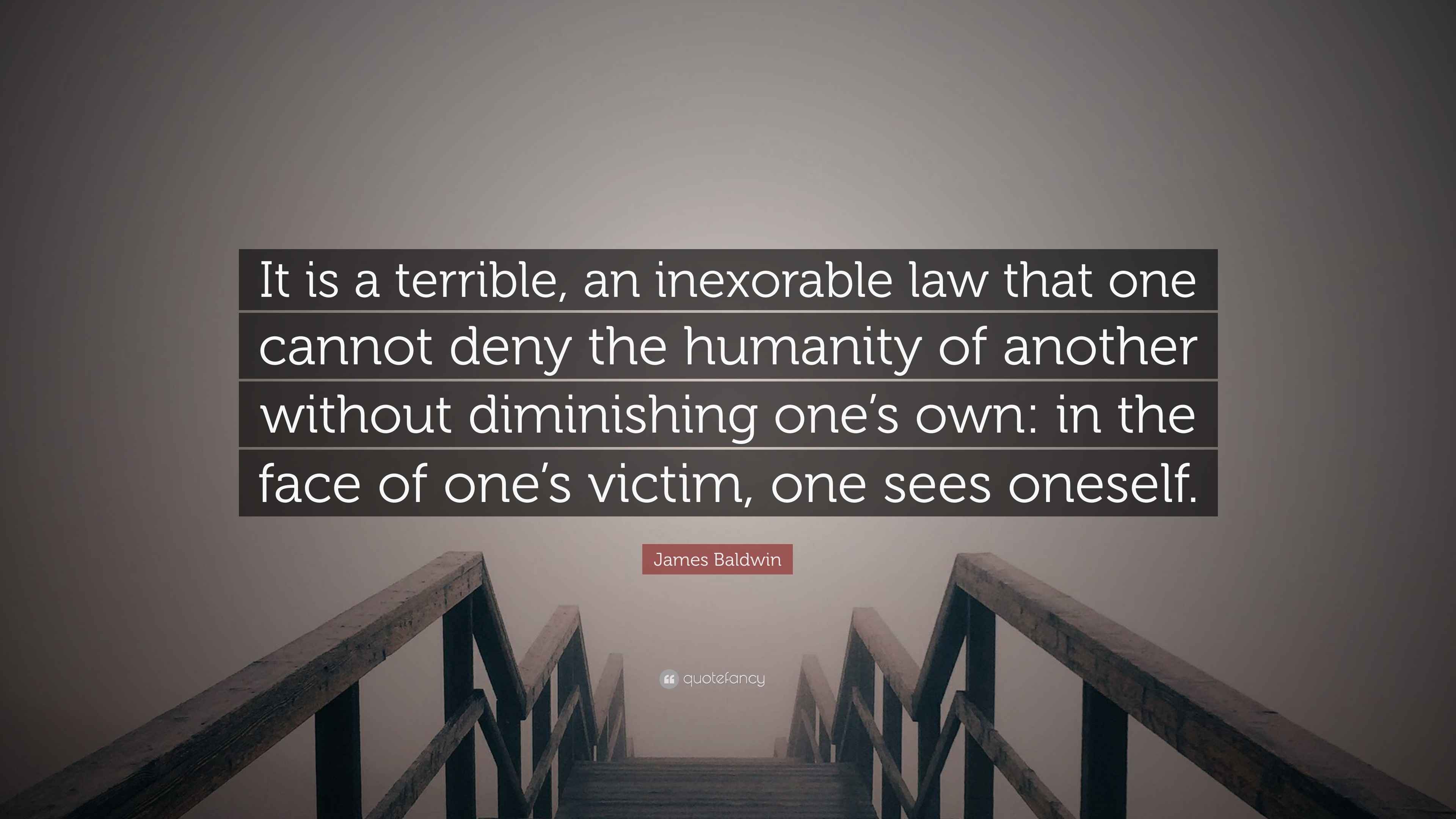 James Baldwin Quote: “It is a terrible, an inexorable law that one ...